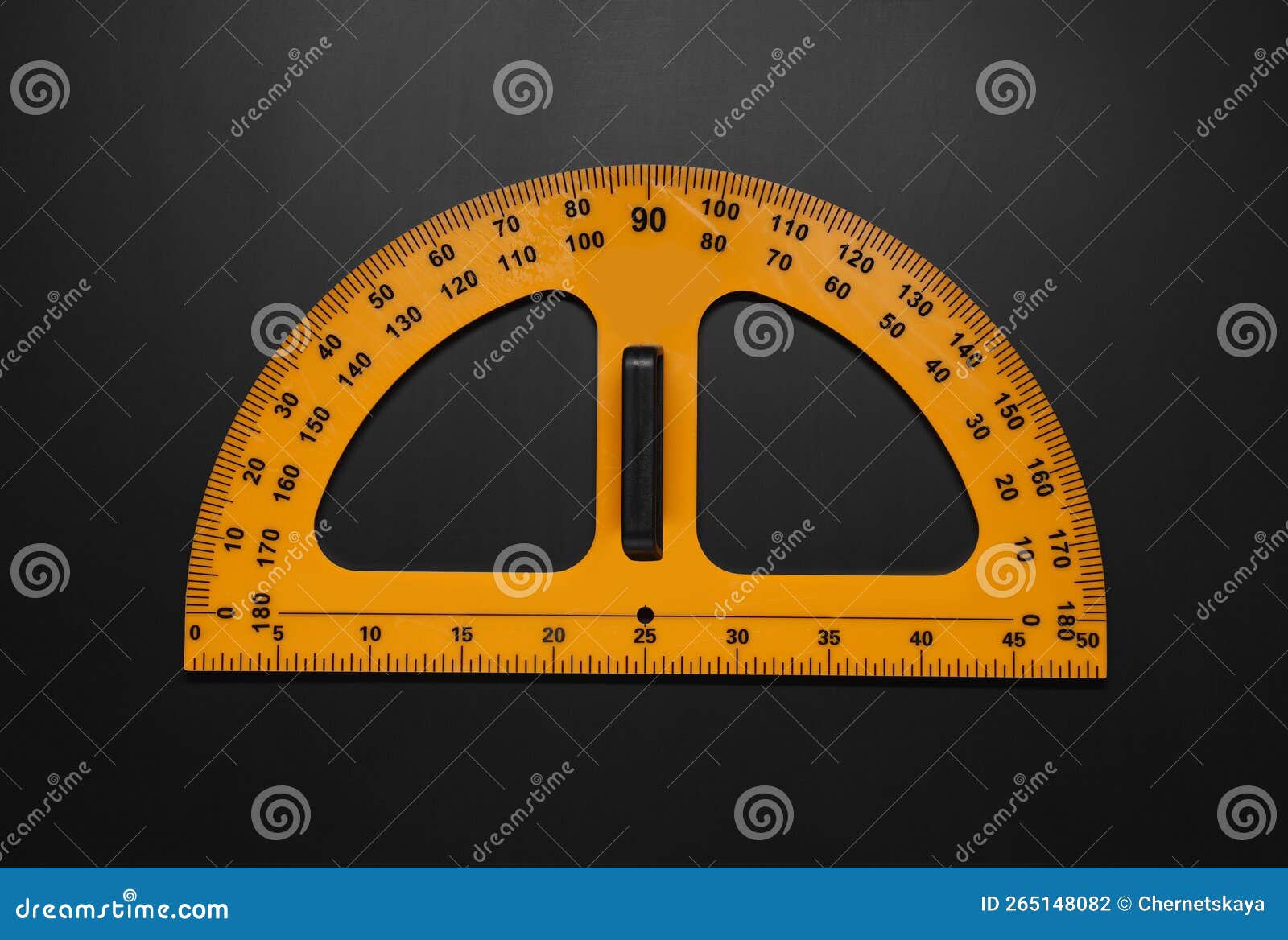 Yellow School Protractor on Blackboard, Top View Stock Photo - Image of ...