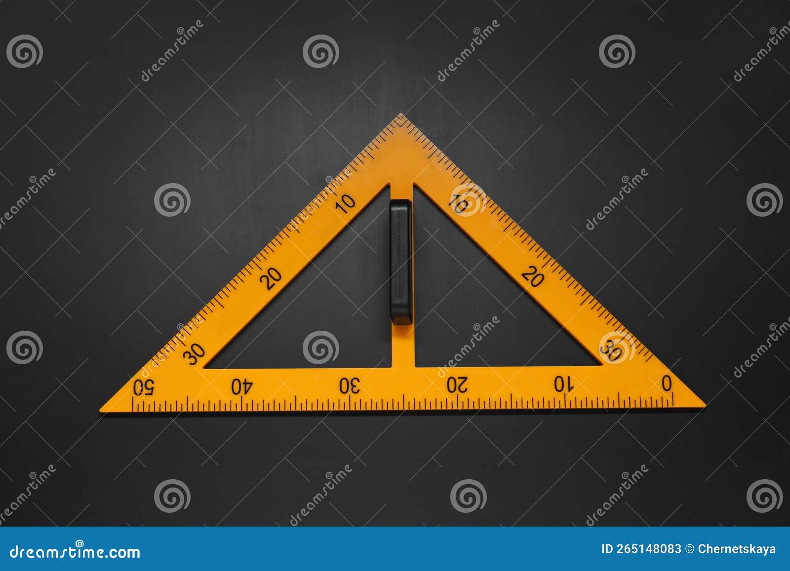 Yellow School Triangle on Blackboard, Top View Stock Image - Image of ...