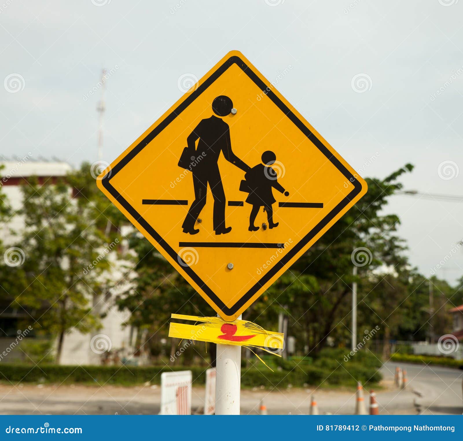 Yellow school zone sign stock photo. Image of signs, sign - 81789412