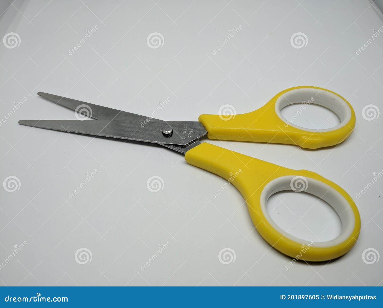 Yellow Scissors for Cutting Isolated on White Background. Stock Image ...