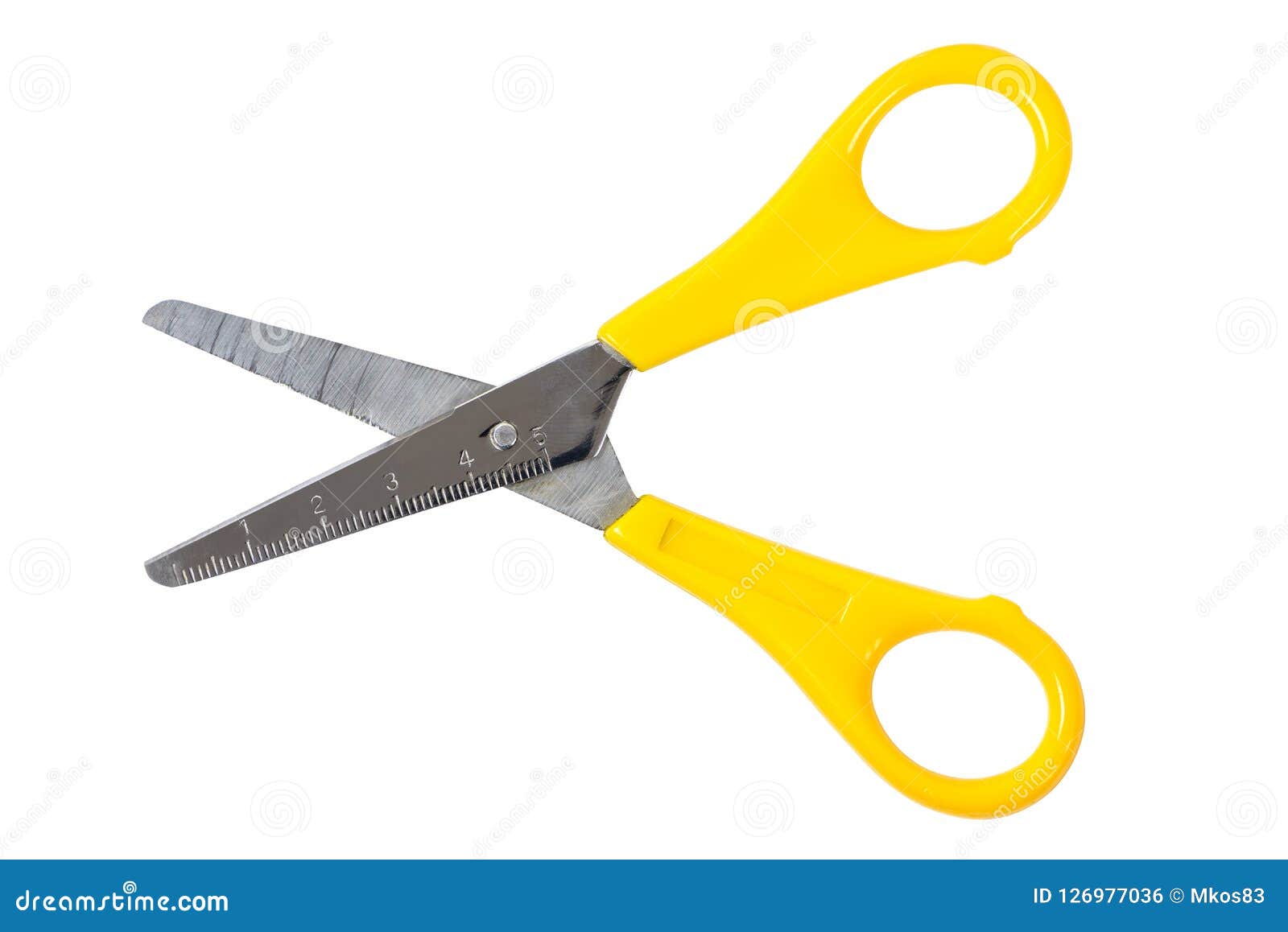 Yellow Scissors with Ruler Isolated on White Background Stock Photo ...