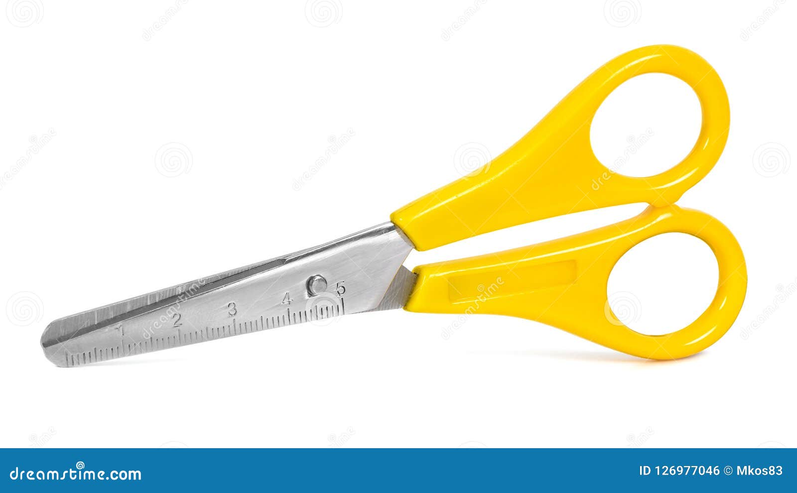 Yellow Scissors with Ruler Isolated on White Background Stock Photo ...