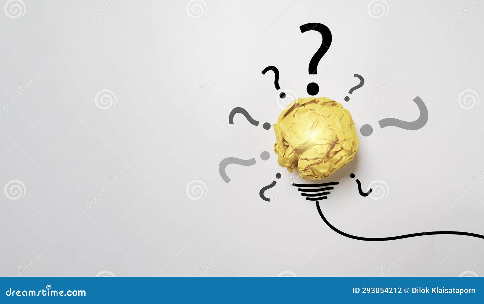 Yellow Scrap Paper Ball with Question Mark for Virtual Lightbulb. it is ...