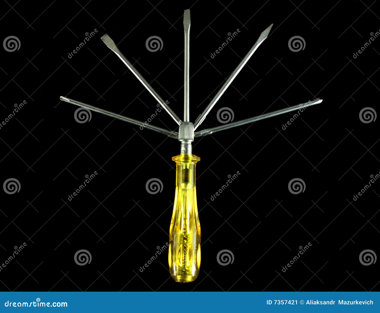 Yellow Screwdriver with Set of Exchangeable Nozzle Stock Image - Image ...
