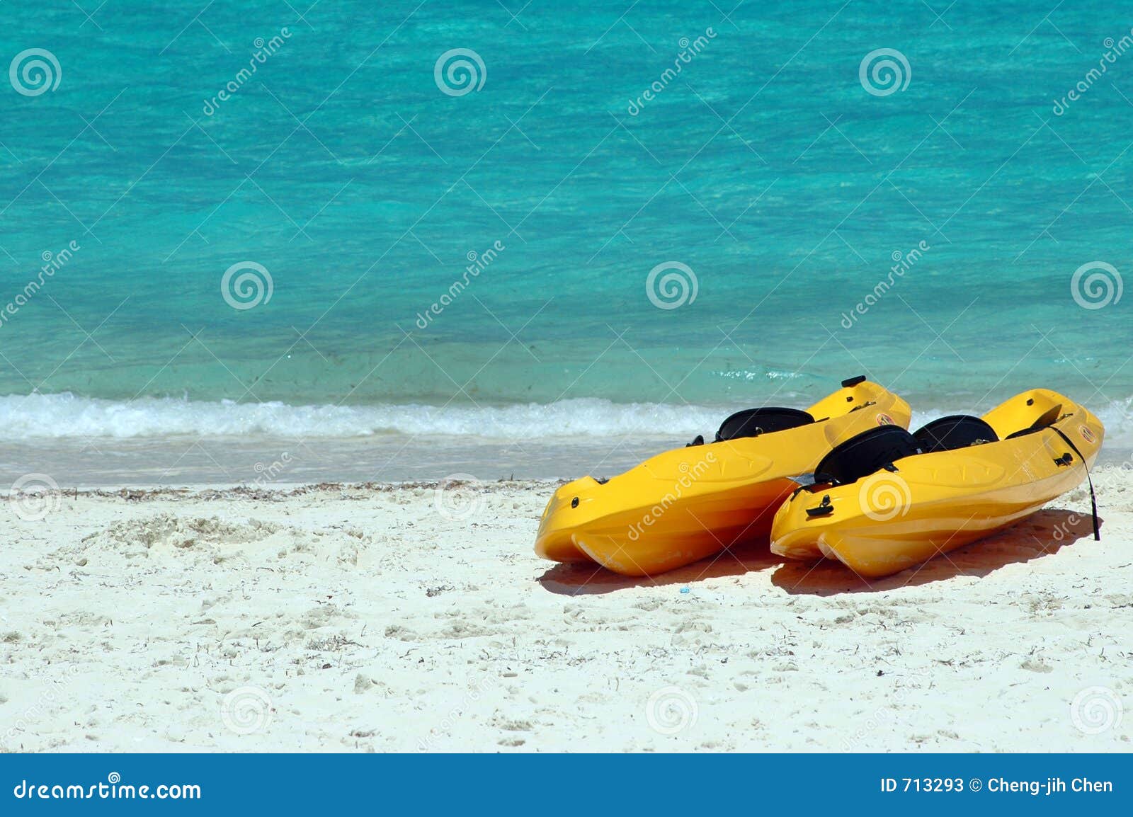 Yellow Sea Kayaks on the Beach Stock Image - Image of sports, tropics ...