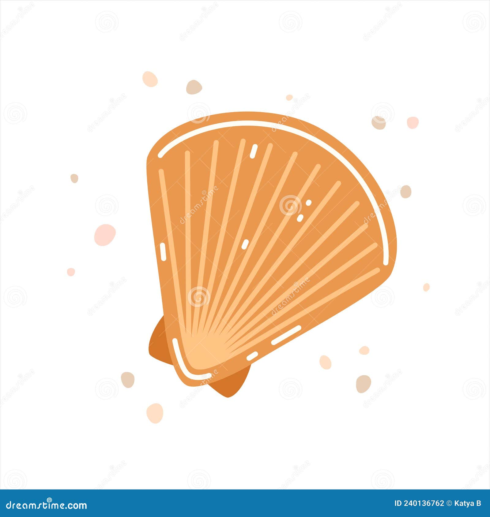 Yellow Cockle Or Scallop Sea Shell, Flat Vector | CartoonDealer.com ...