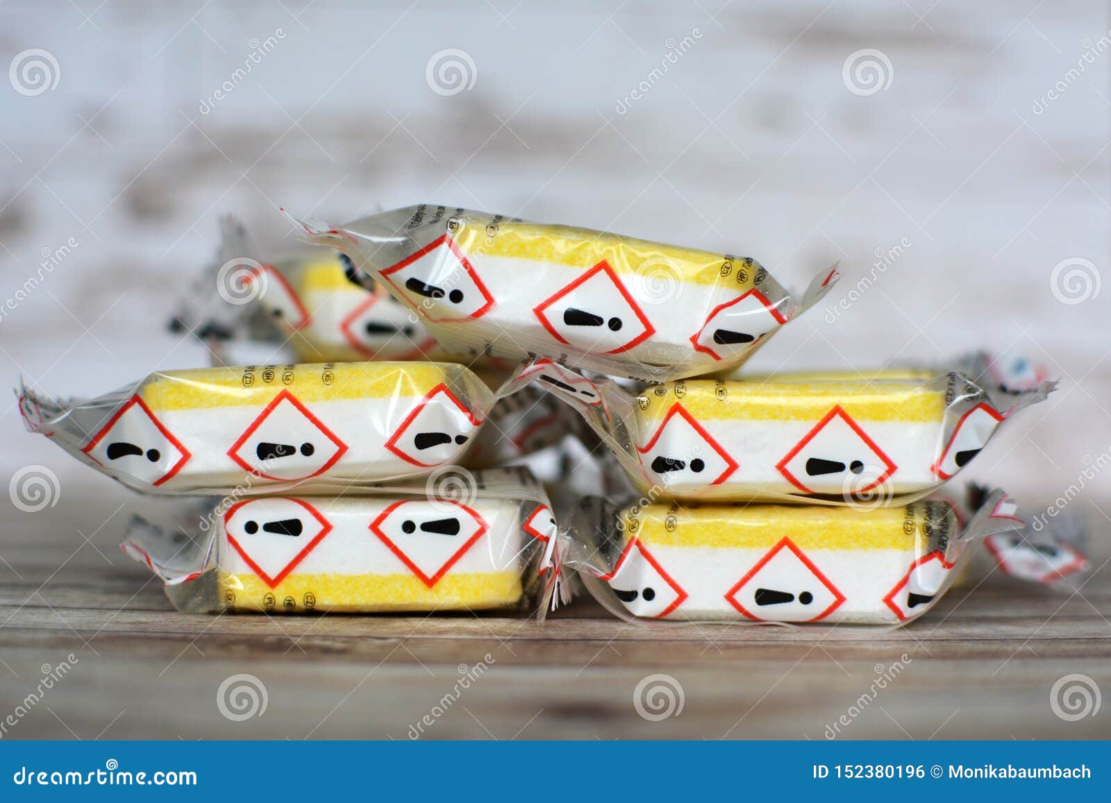 Yellow Sealed Laundry Detergent or Dishwasher Cleaning Tabs with ...