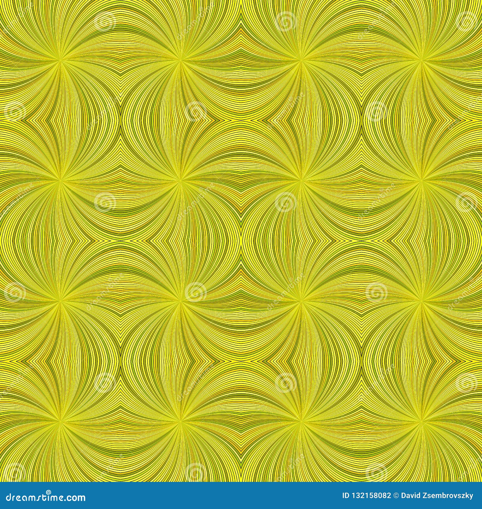 Yellow Seamless Abstract Hypnotic Curved Ray Burst Stripe Pattern ...