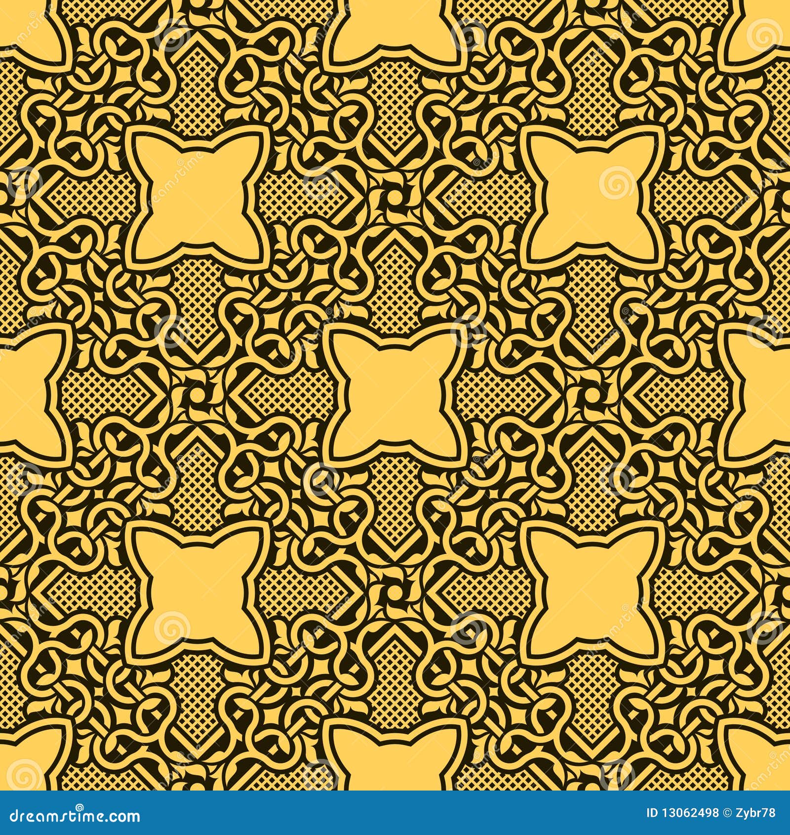 Yellow seamless ornament stock vector. Illustration of tile - 13062498