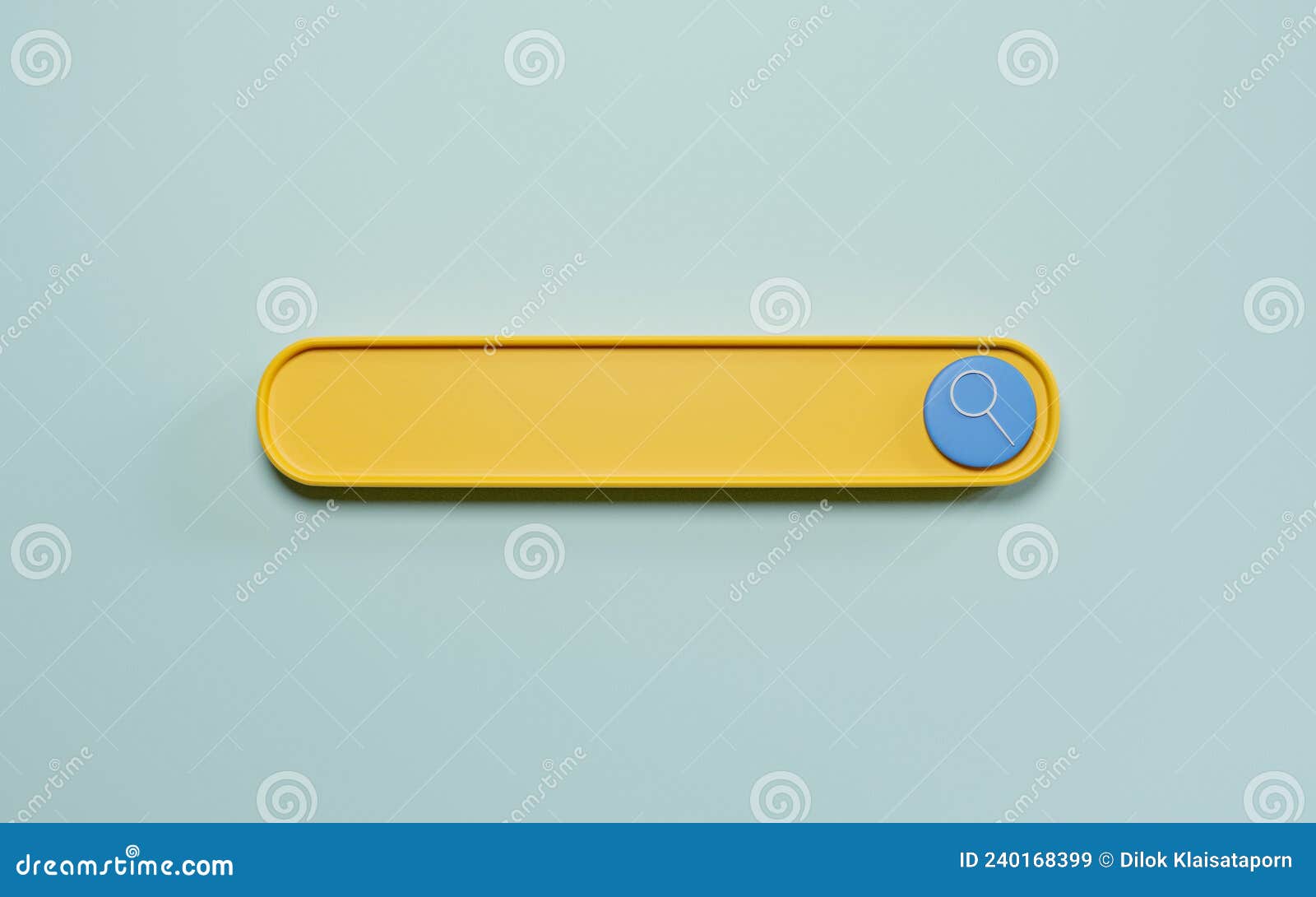 Yellow Search Bar Icon Element Design on Blue Background for SEO or ...