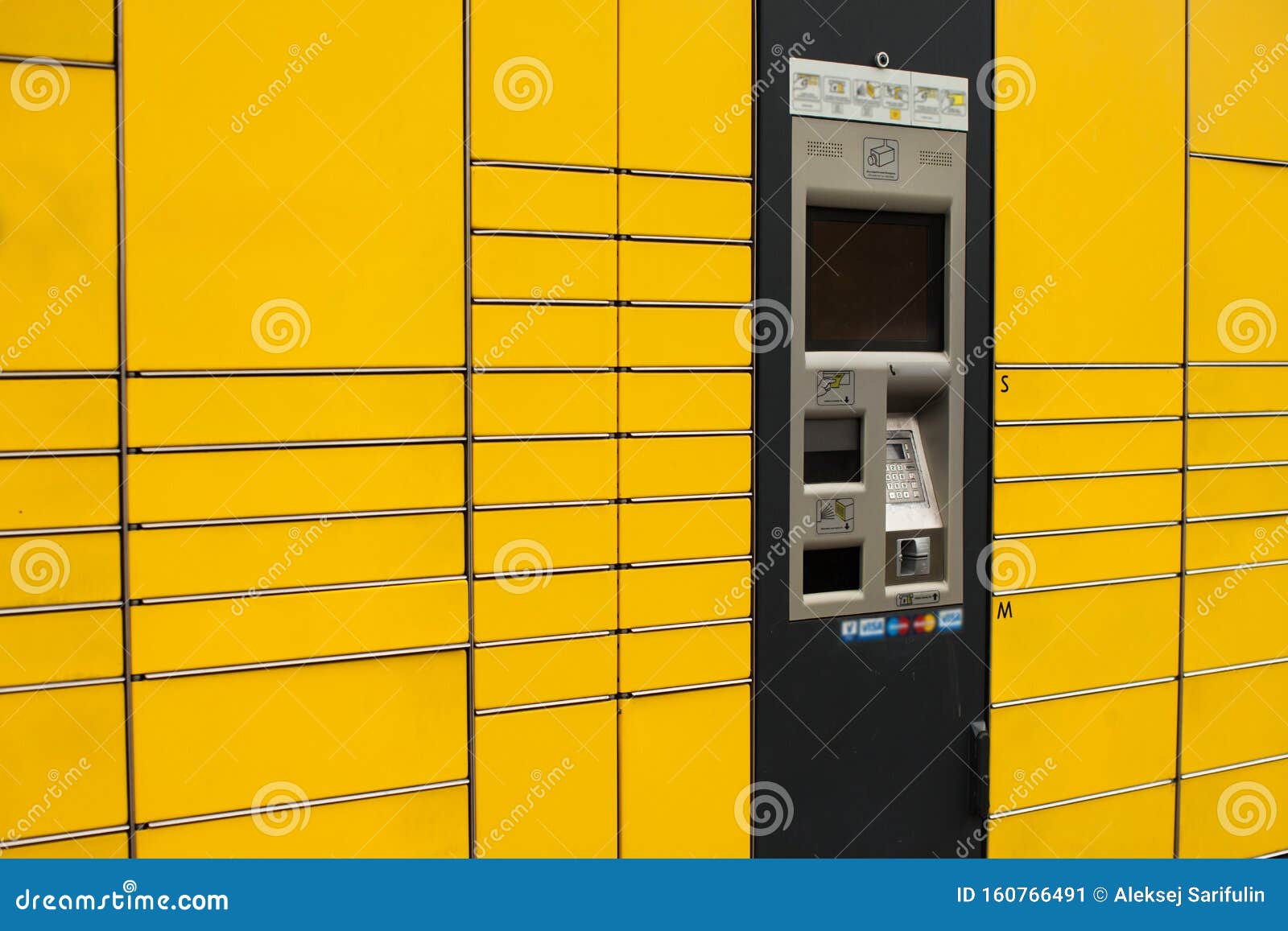 Yellow Self-service Automated Post Terminal Machine Stock Image - Image ...
