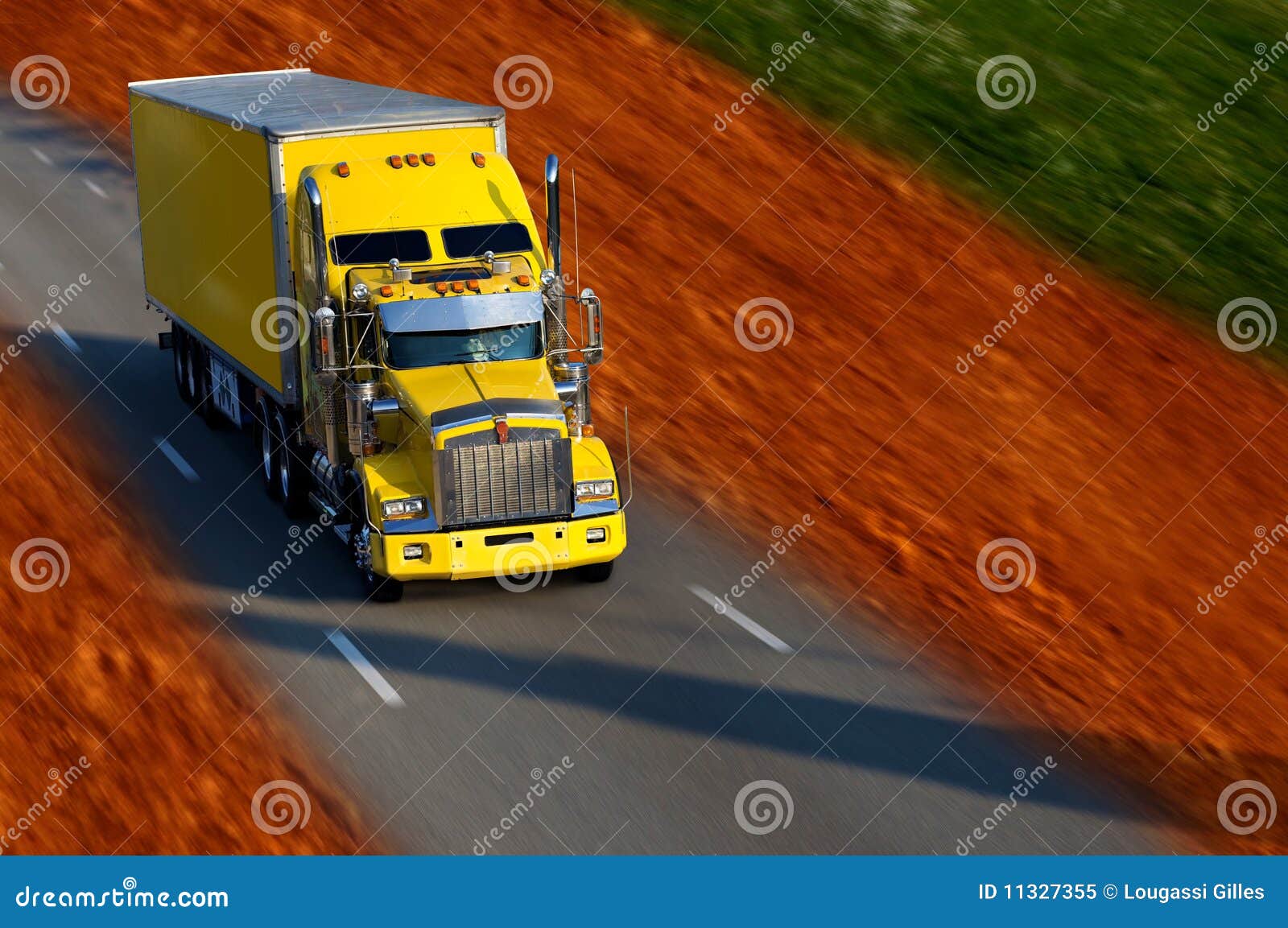 Yellow semi truck stock image. Image of driver, green - 11327355