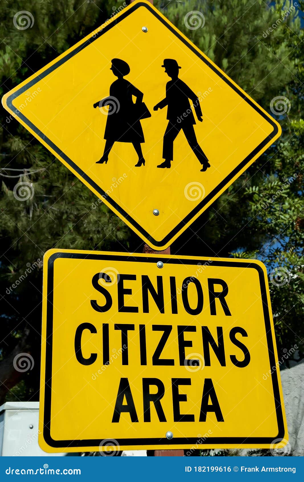Yellow Senior Citizens Area Sign Stock Photo - Image of sign, slow ...