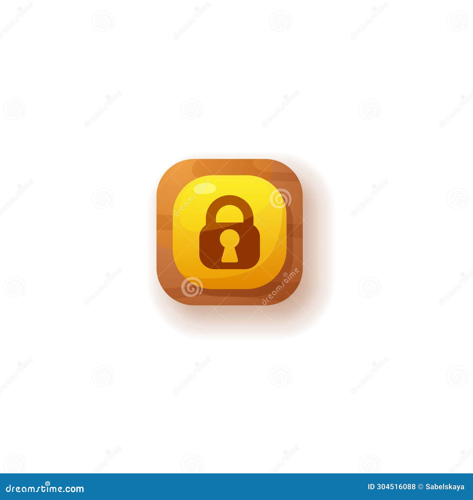 Yellow Shape with Brown Padlock Icon 3D Style, Vector Illustration ...