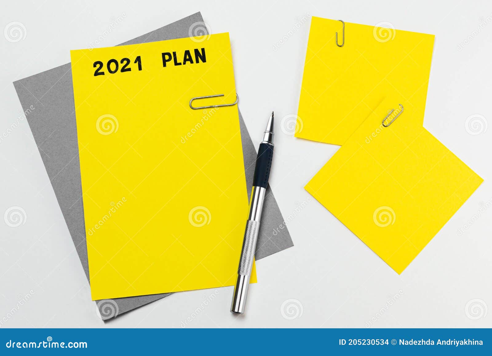 Yellow Sheet with Hand Written Plan for 2021 Stock Photo - Image of ...