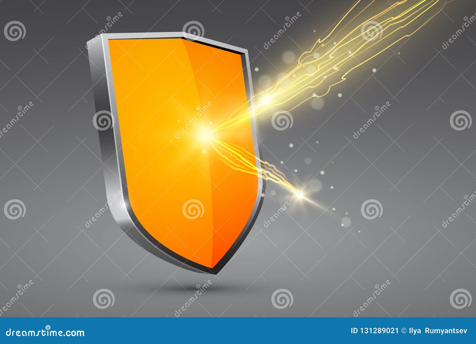 Yellow Shield with Lightning, Firewall Concept Stock Vector ...
