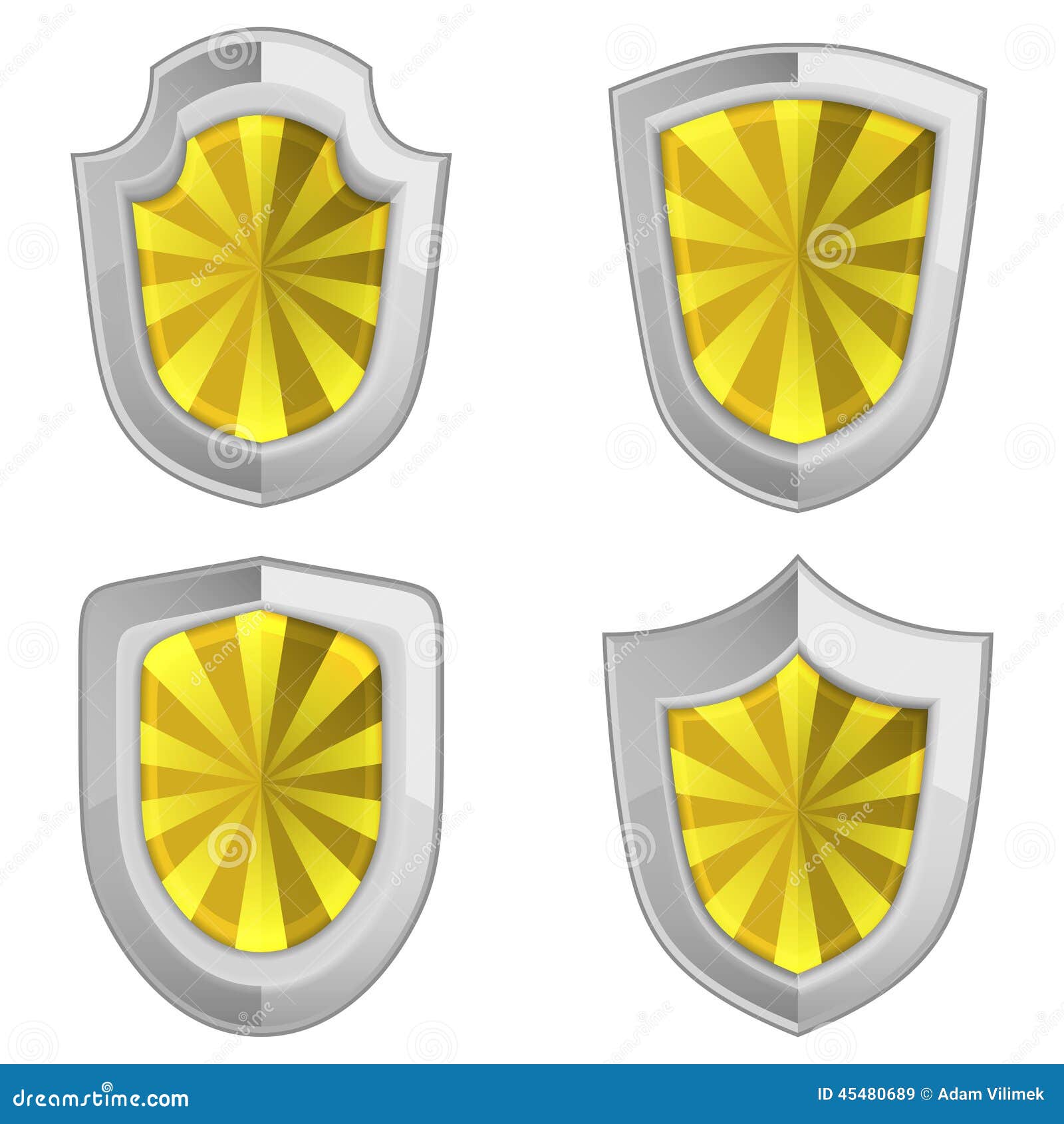 Yellow Shields Set with Stripes Isolated Stock Vector - Illustration of ...