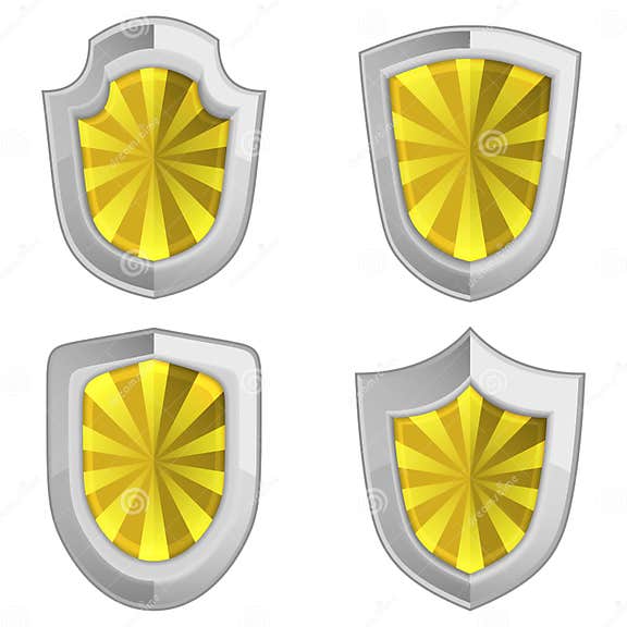 Yellow Shields Set with Stripes Isolated Stock Vector - Illustration of ...