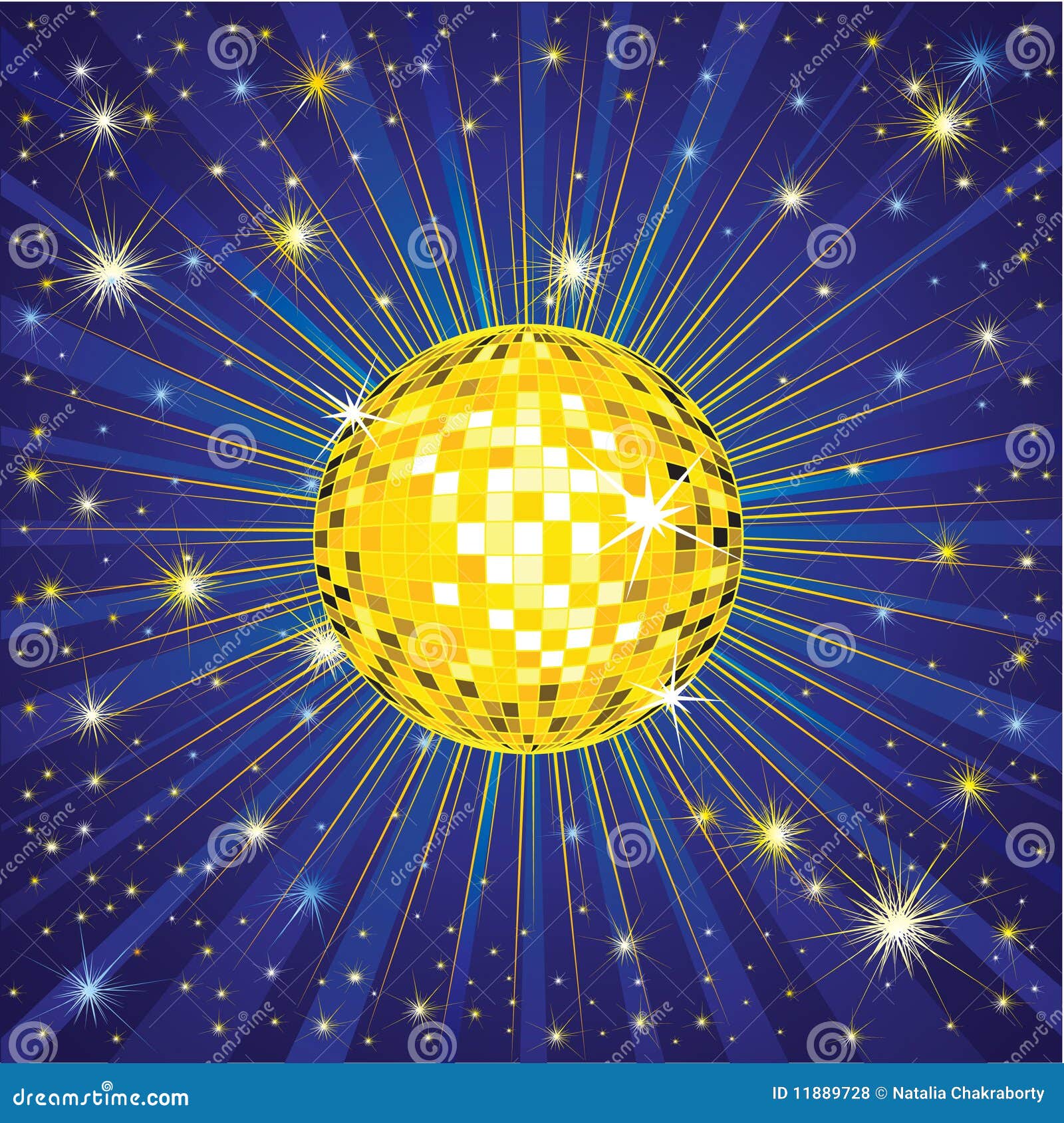 Yellow shining disco-ball stock vector. Illustration of discoball ...