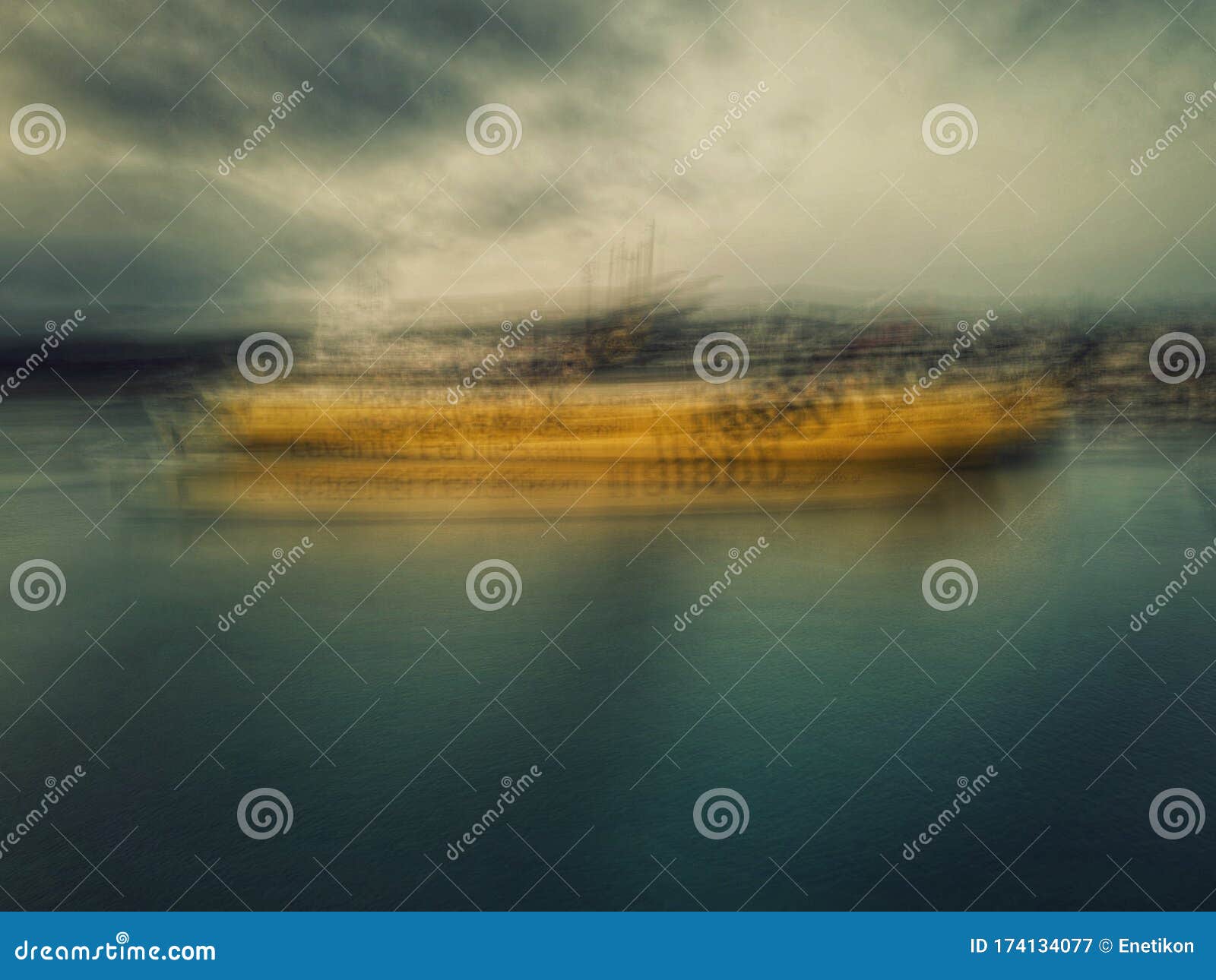 Yellow ship in the harbor stock image. Image of ship - 174134077