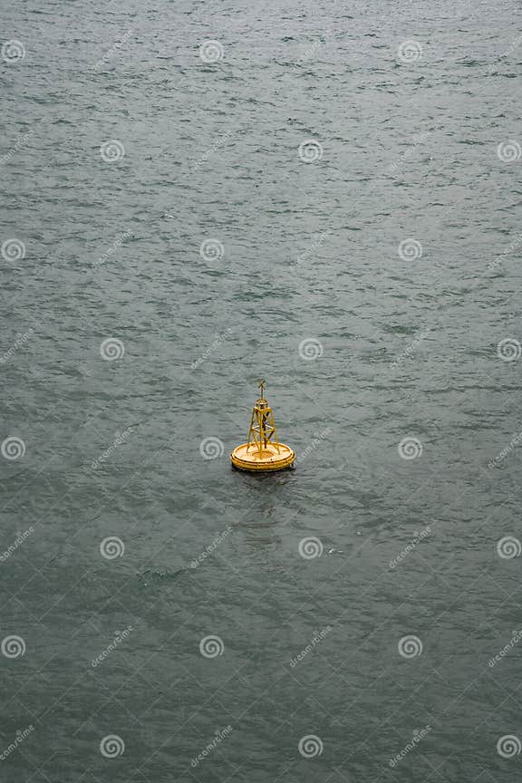 Yellow Ship Navigation Beacon on the Sea Stock Image - Image of river ...