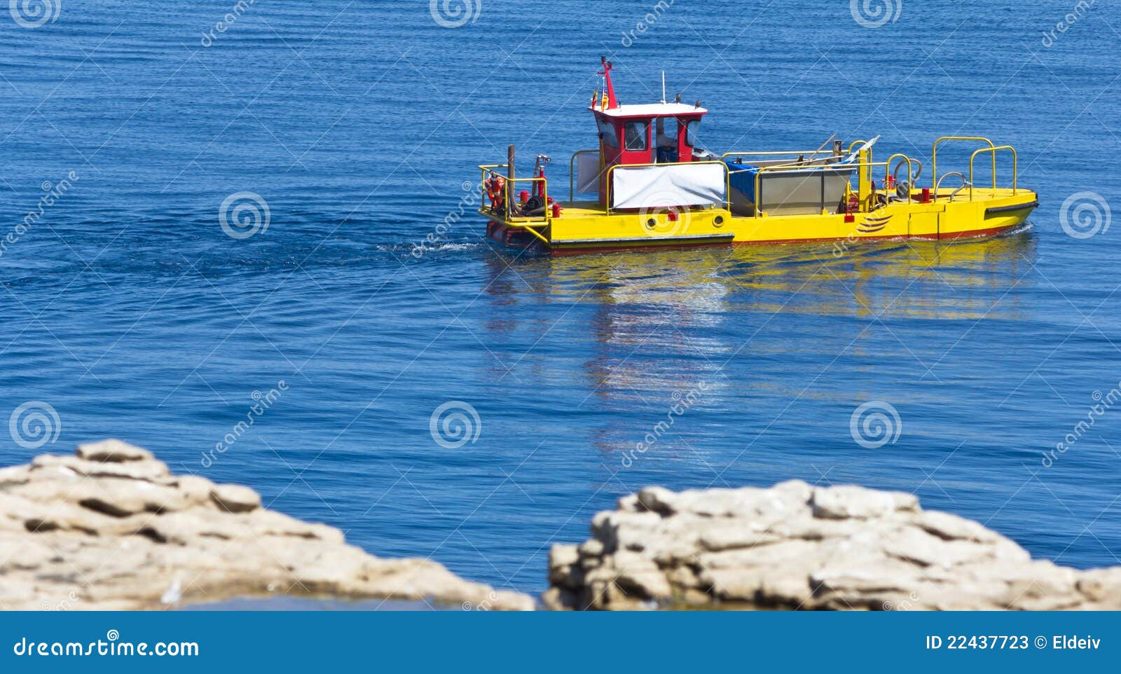 Yellow Ship in the Ocean stock image. Image of nature - 22437723