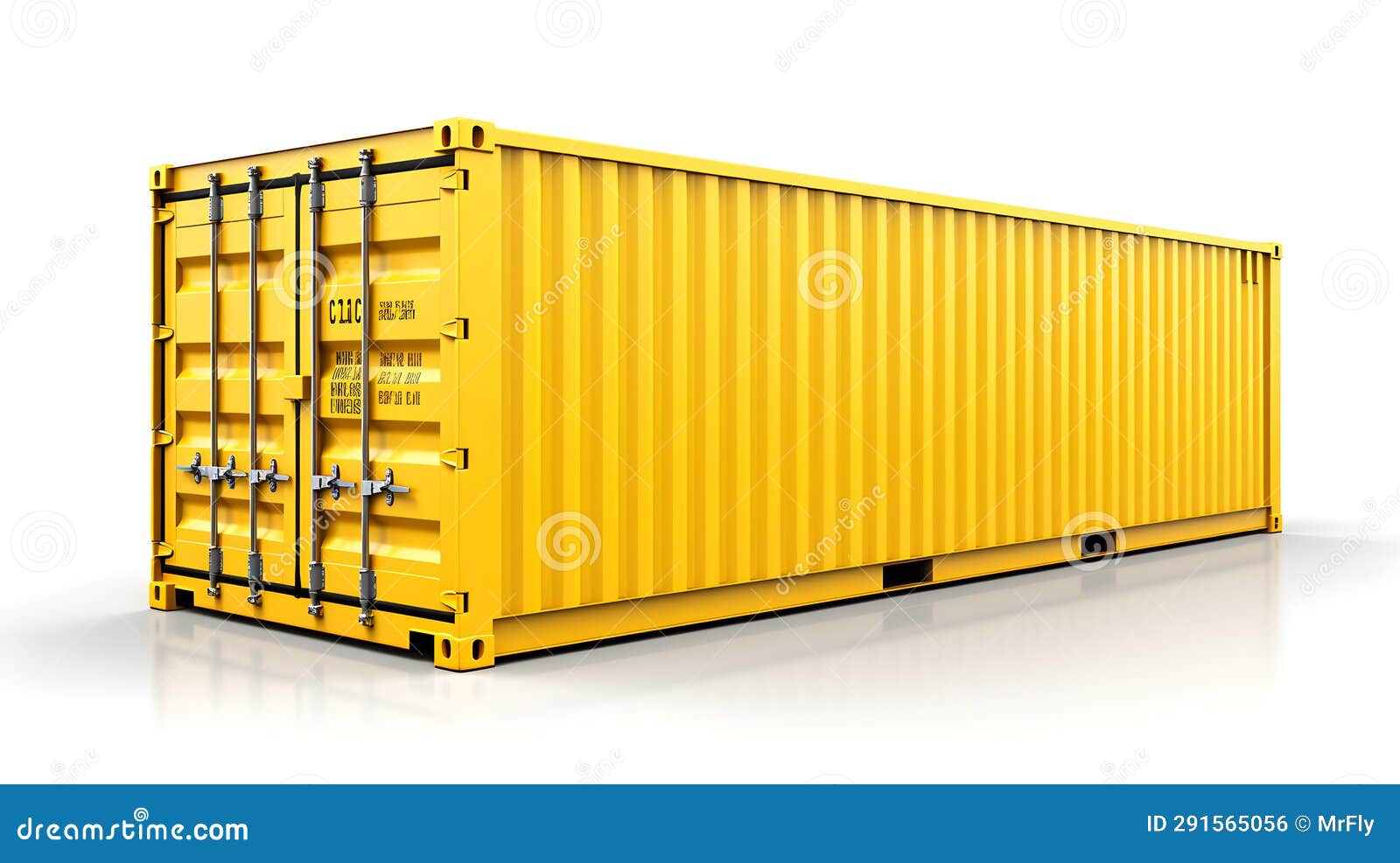 Yellow Shipping Container Isolated on White Background Stock ...