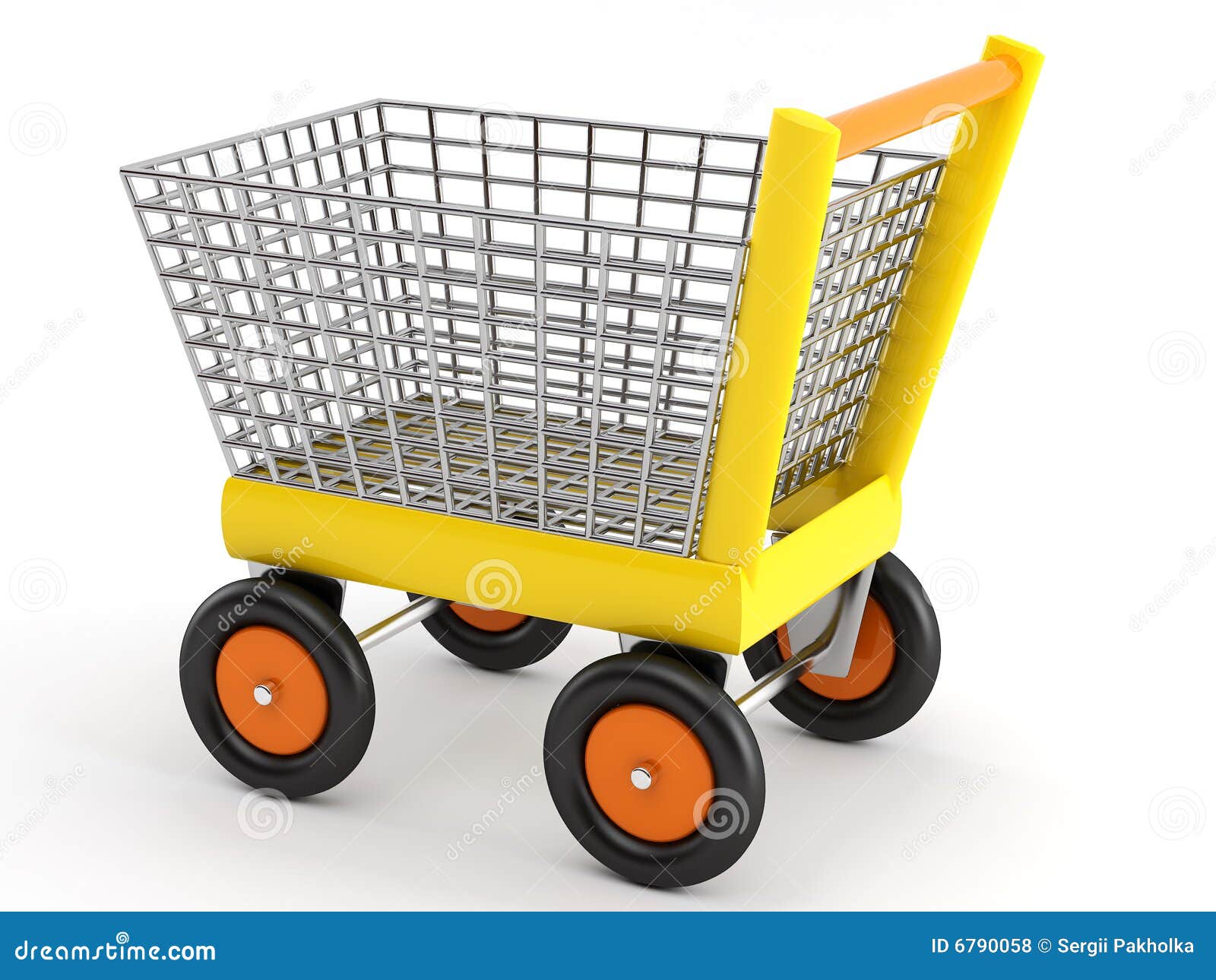 Yellow shopping cart stock illustration. Illustration of buying - 6790058