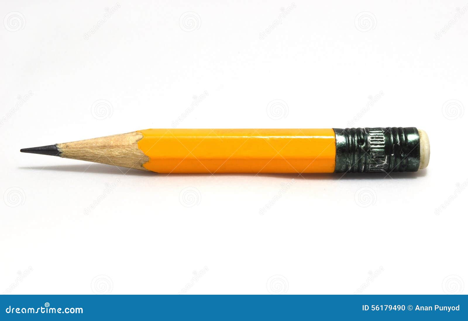 Yellow Short Pencil on Isolate White Background Stock Photo - Image of ...