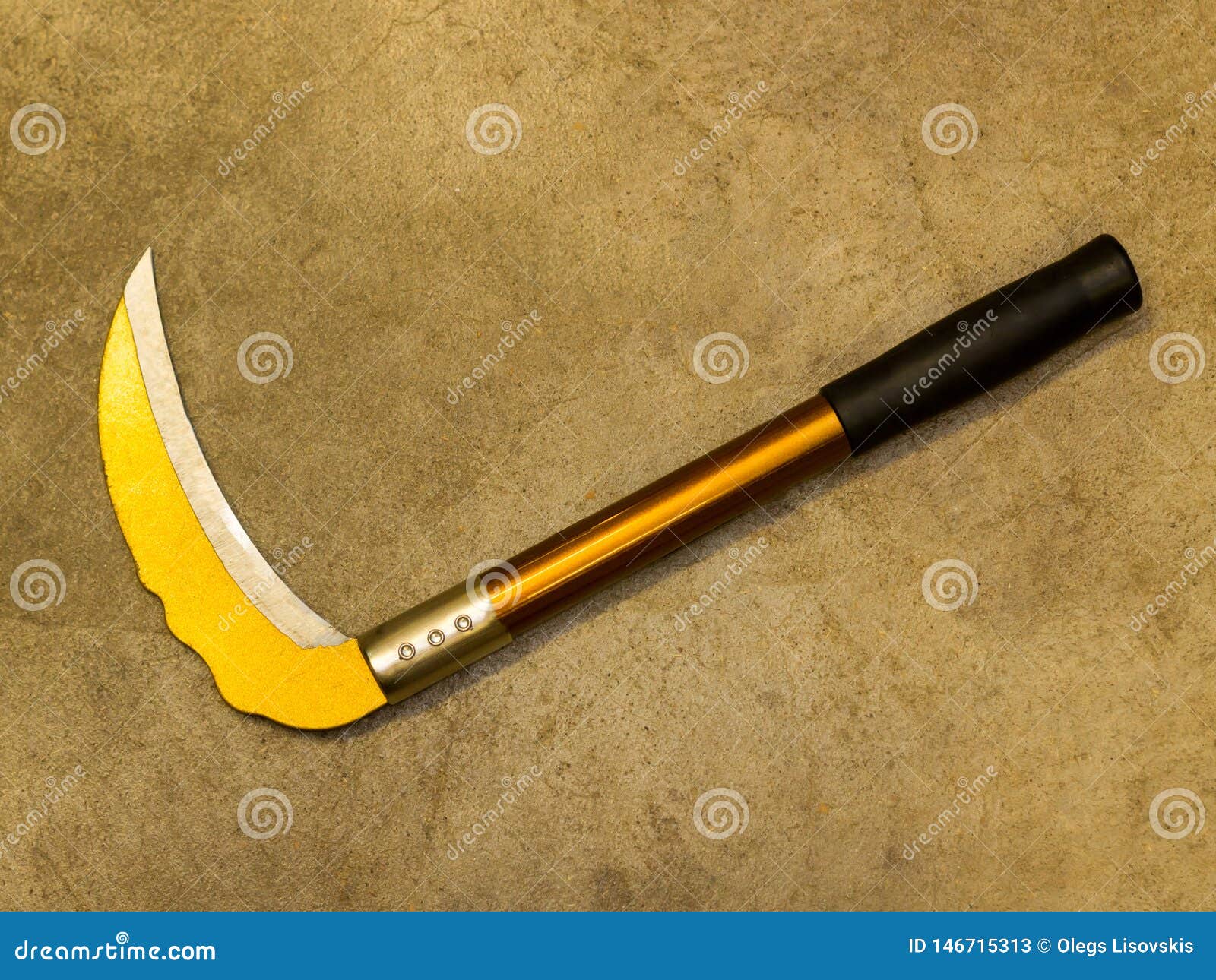 Yellow Sickle on Concrete Floor Stock Image - Image of cane, harvesting ...