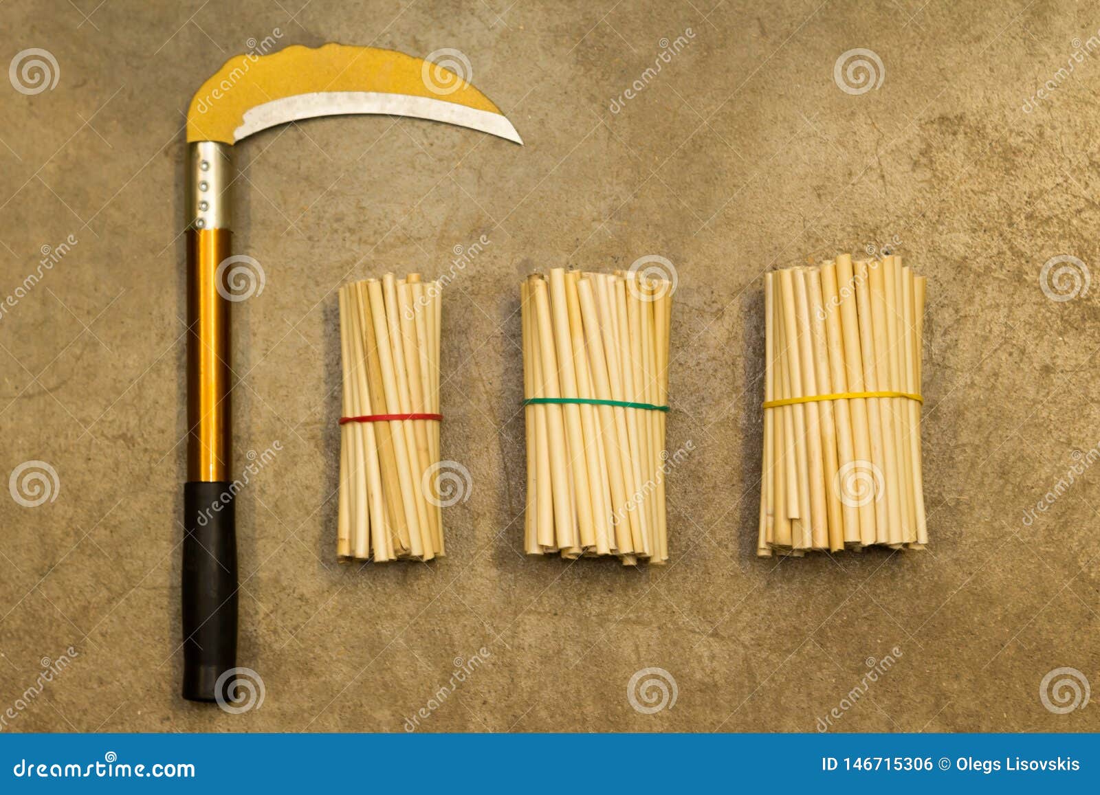 Yellow Sickle on Concrete Floor Stock Photo - Image of reed, plow ...