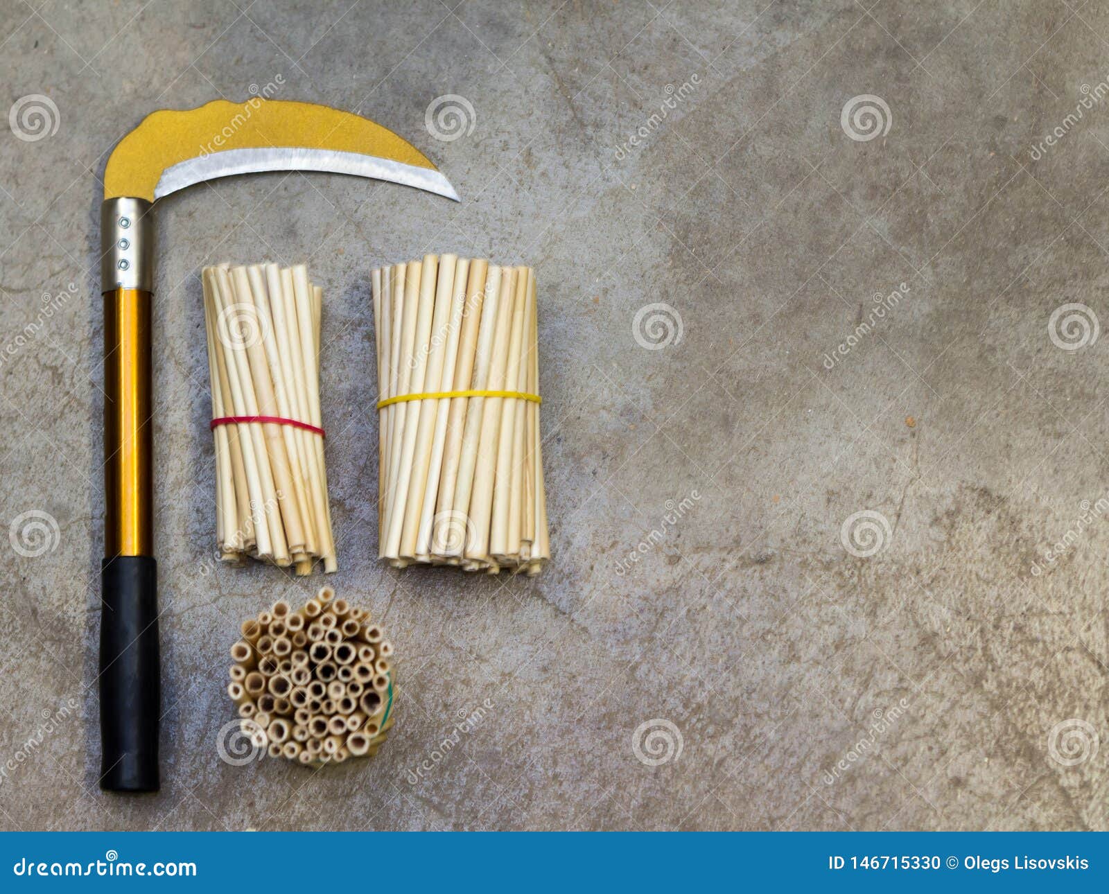 Yellow Sickle on Concrete Floor Stock Photo - Image of rural, tool ...