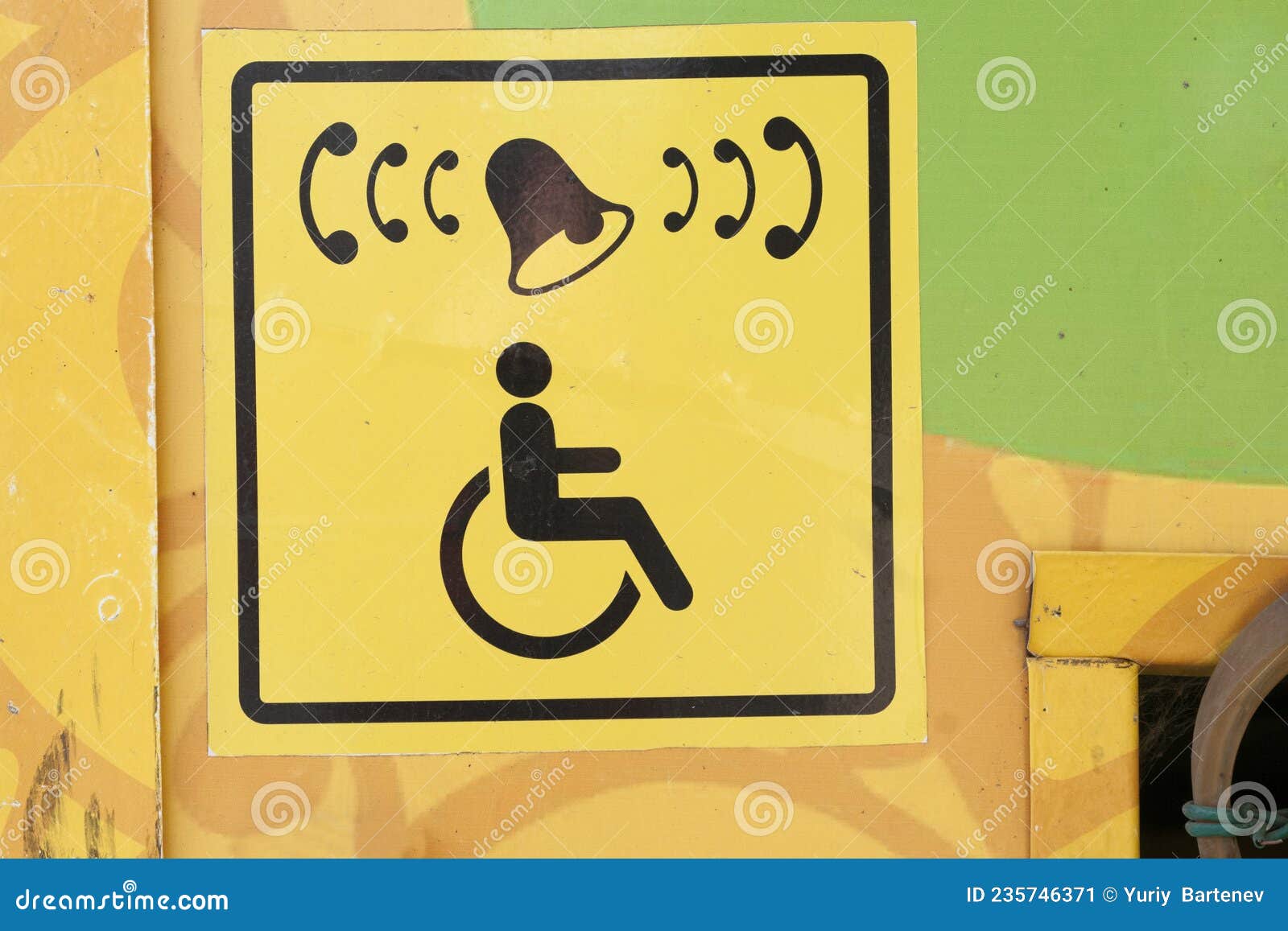 Yellow Sign Board for People with Disabilities. Stock Image - Image of ...