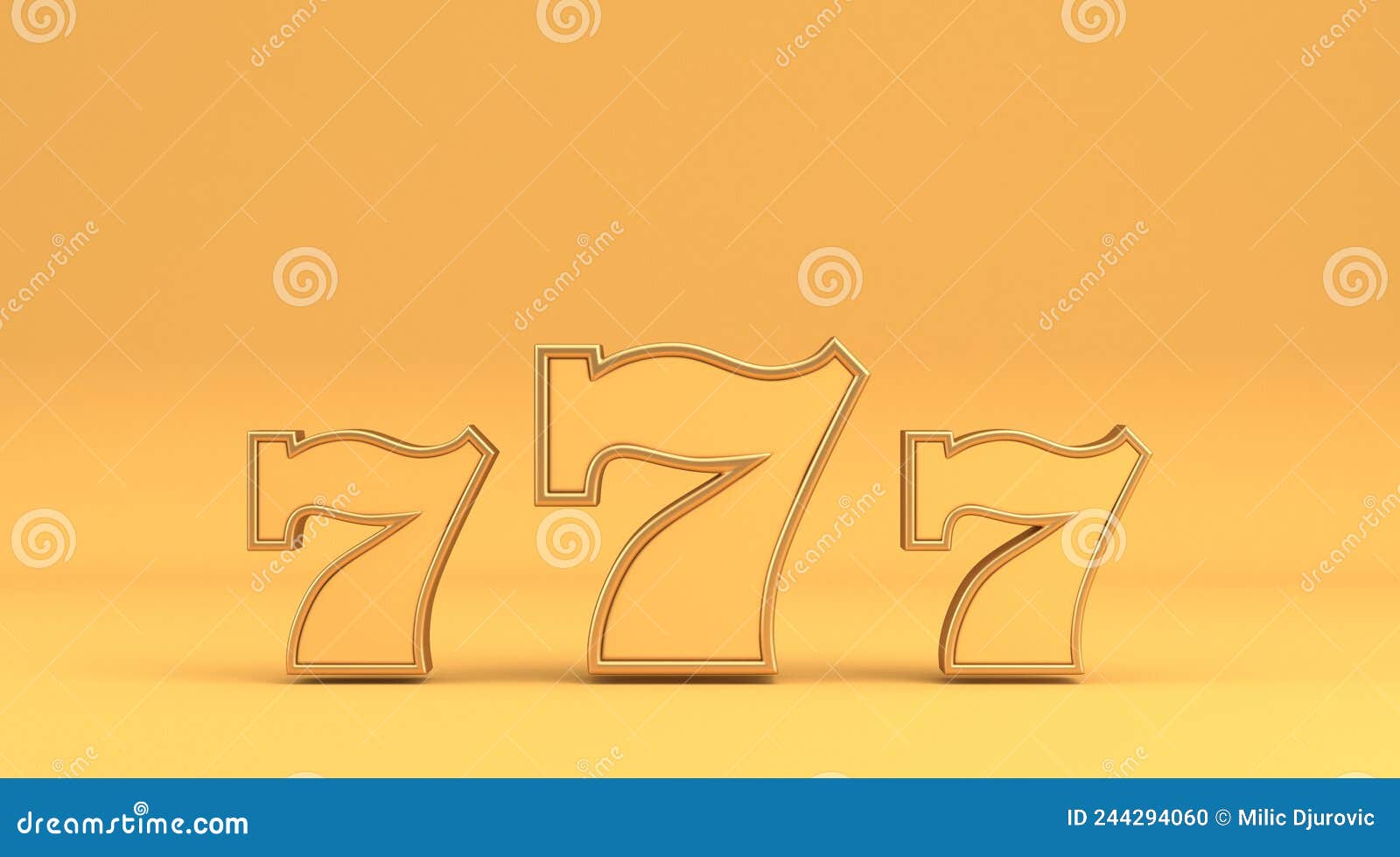 Yellow 777 sign 3D stock illustration. Illustration of casino - 244294060