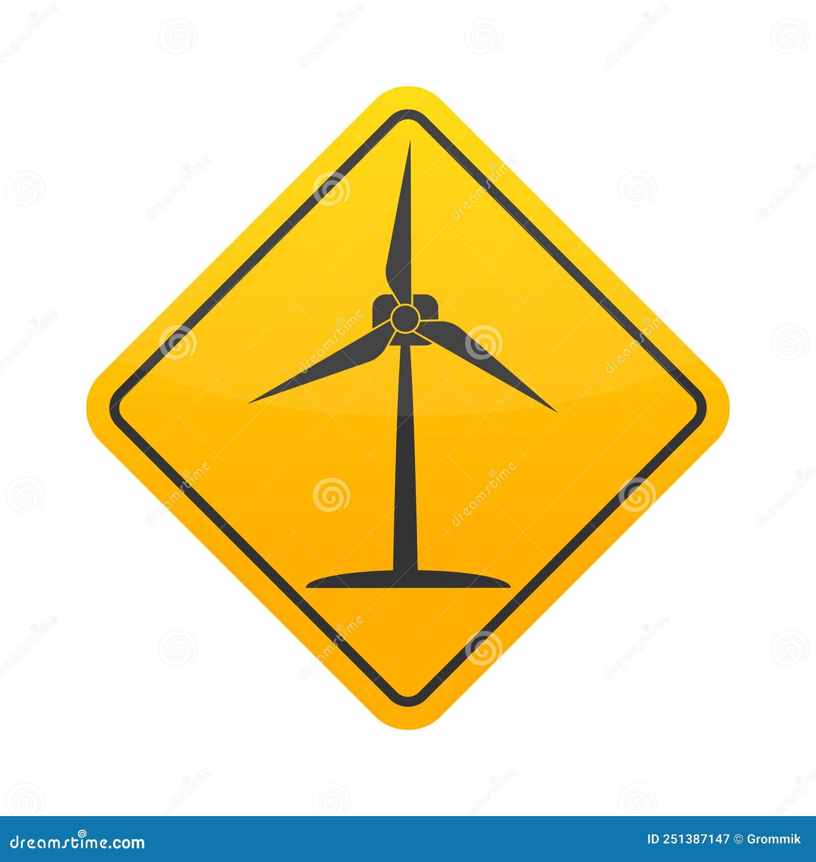 Yellow Sign with the Image of a Wind Turbine Stock Vector ...