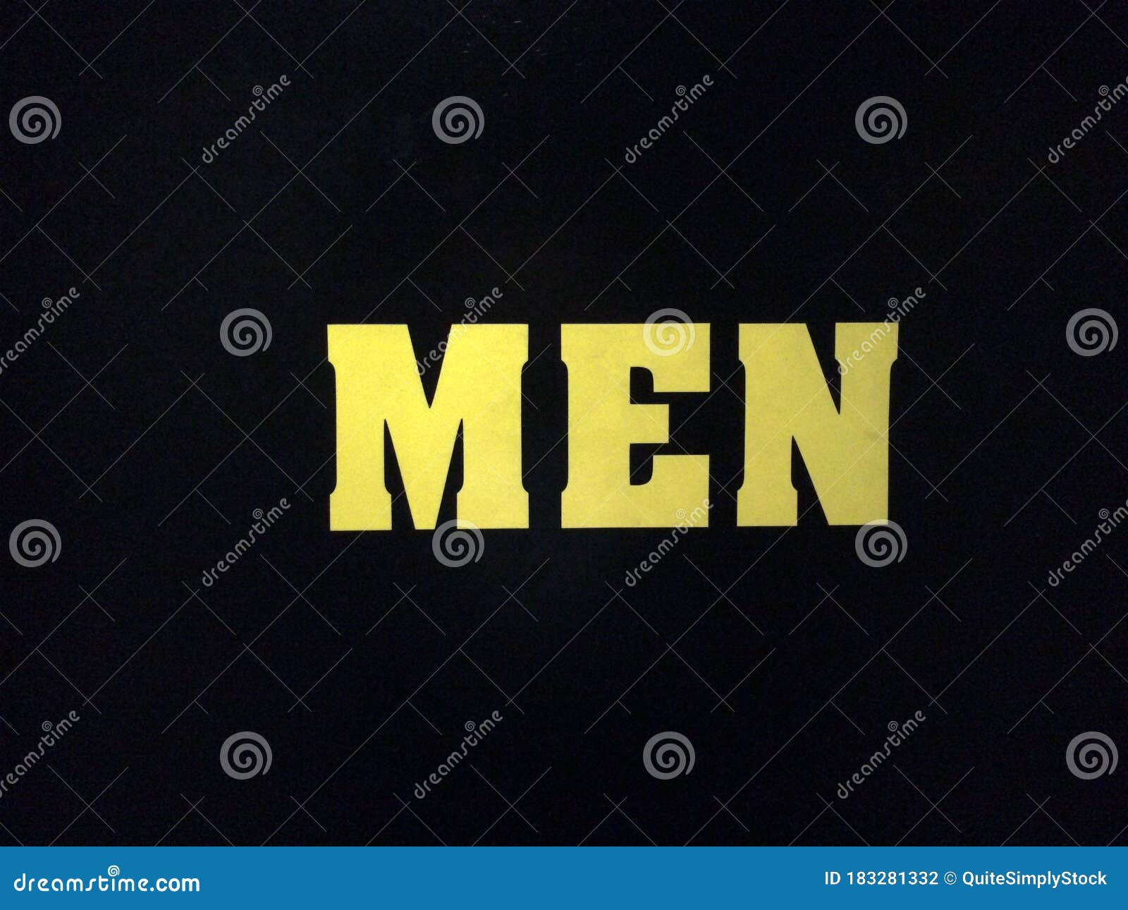 Yellow Sign Men Text Restroom WC on Black Background Stock Photo ...