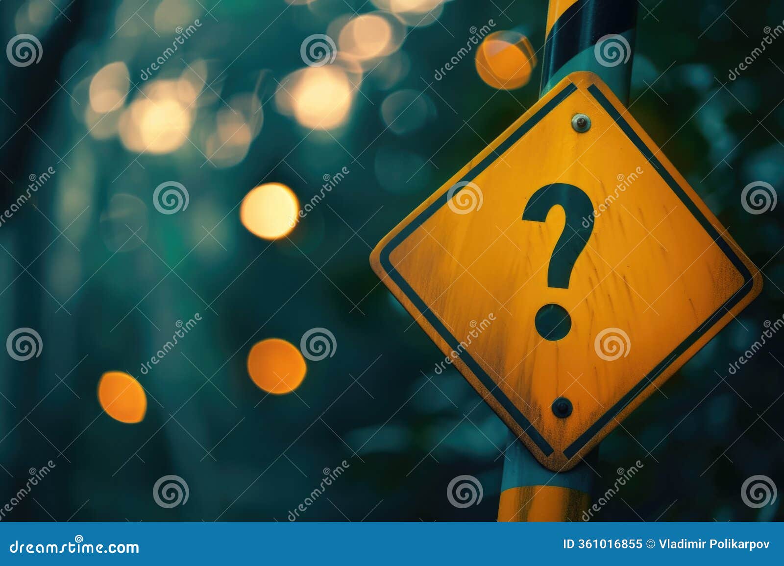 A Yellow Sign with a Question Mark Symbol Stock Image - Image of ...