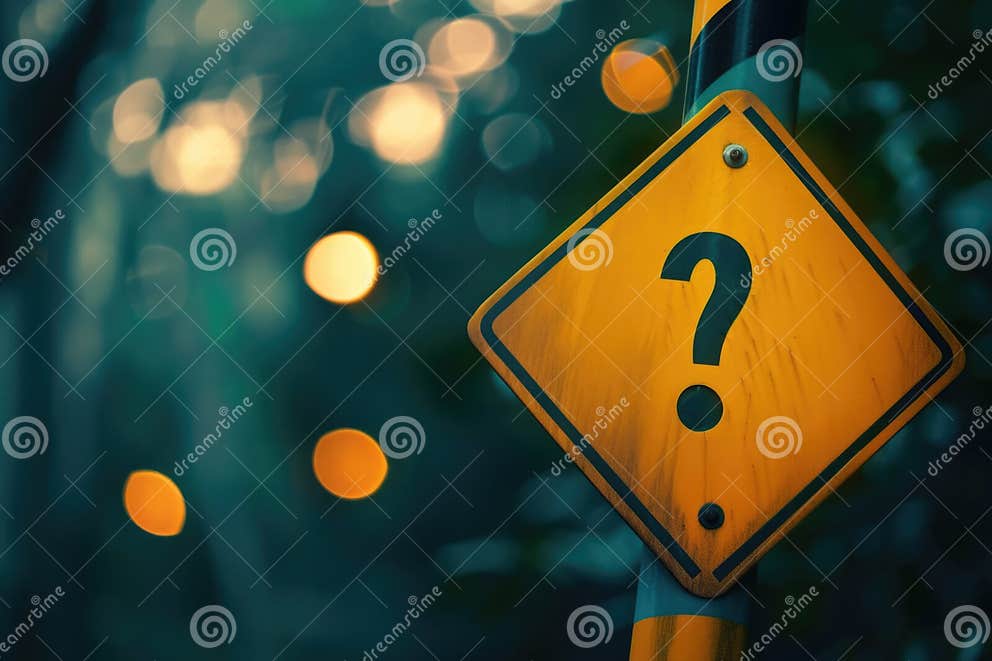 A Yellow Sign with a Question Mark Symbol Stock Image - Image of ...