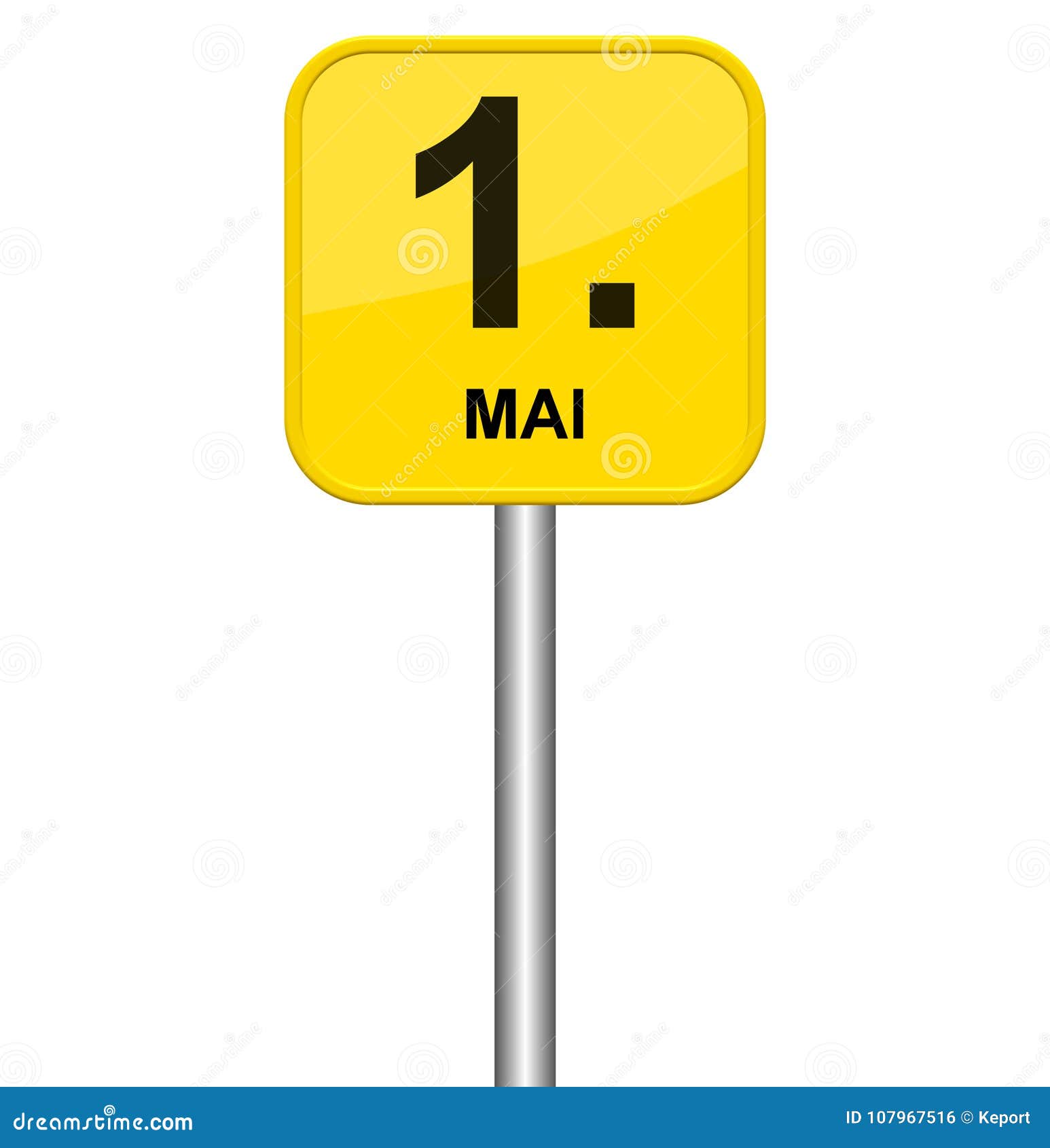 Yellow sign 1st May german stock illustration. Illustration of monthly ...