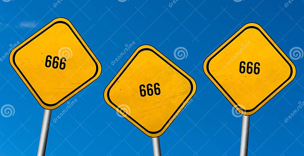 666 - Yellow Signs with Blue Sky Stock Illustration - Illustration of ...