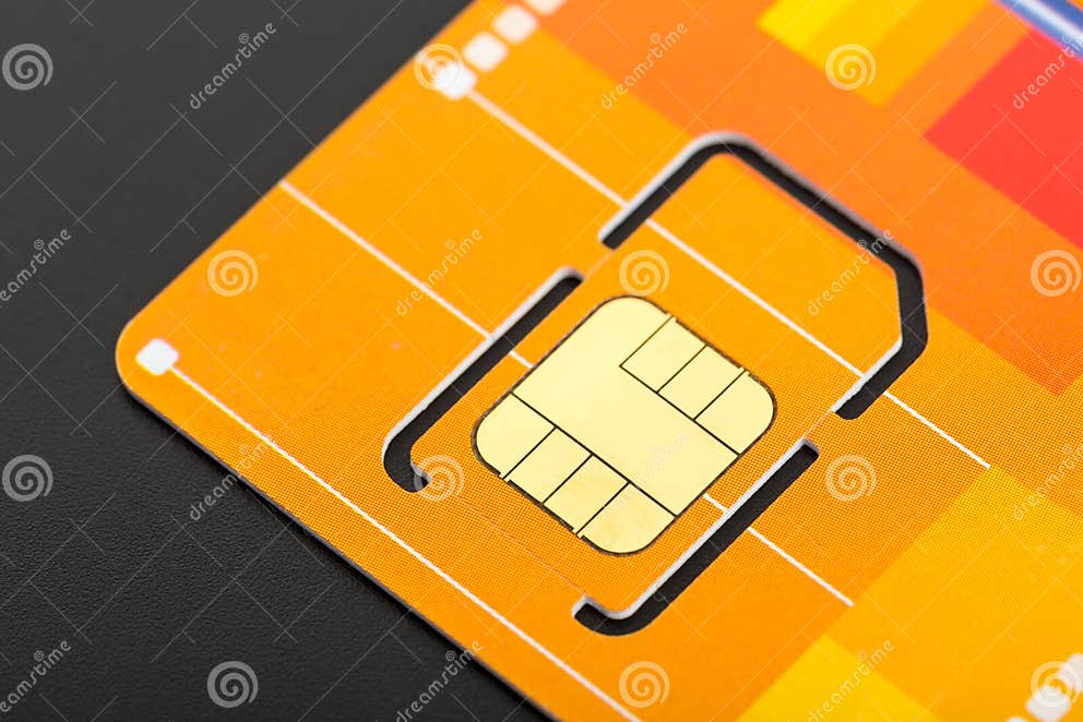 Yellow sim card stock image. Image of microchip, card - 49838243