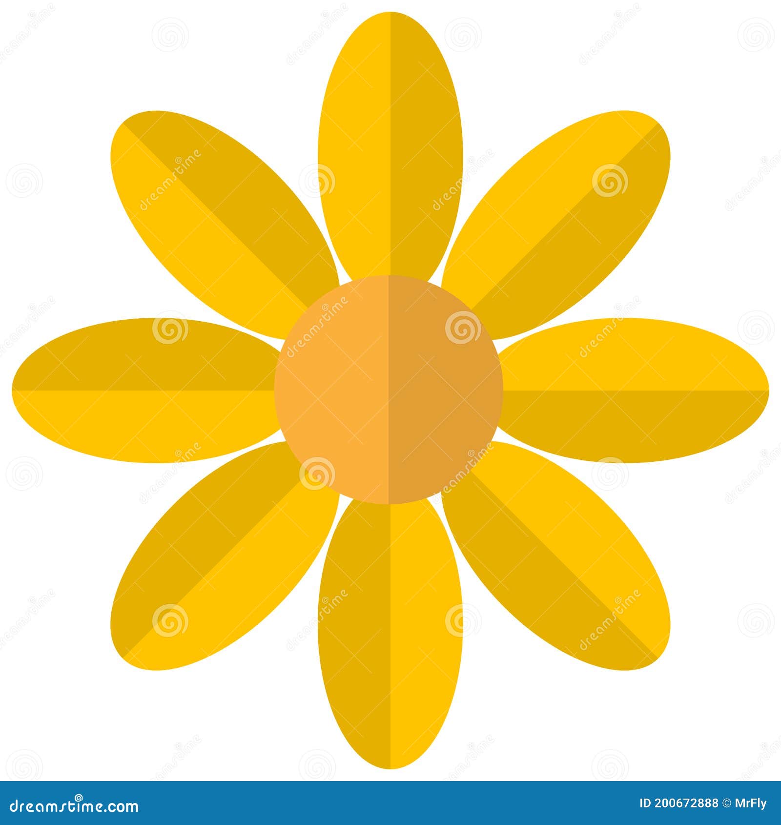 Yellow Simple Flat 2D Flower, Vector Illustration Stock Vector ...