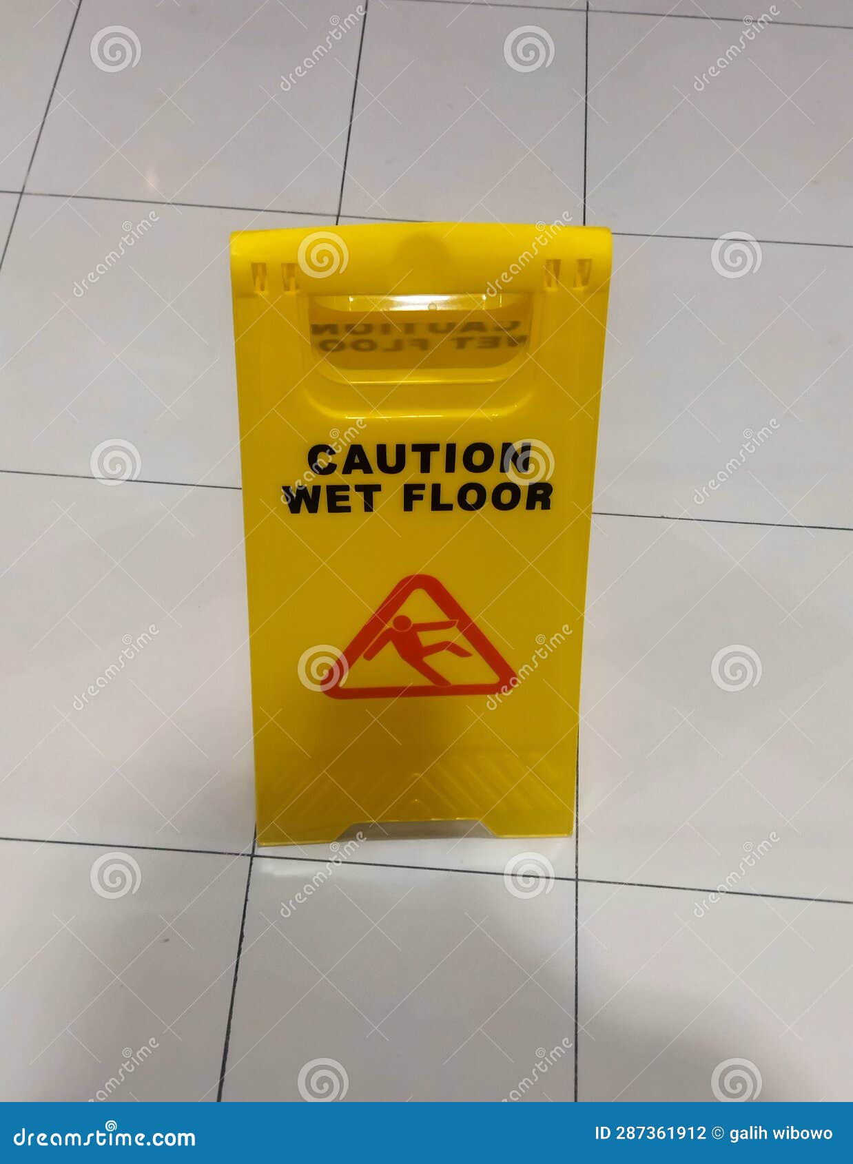 Yellow Sing with Warning Caution Wet Floor Stock Photo - Image of sing ...
