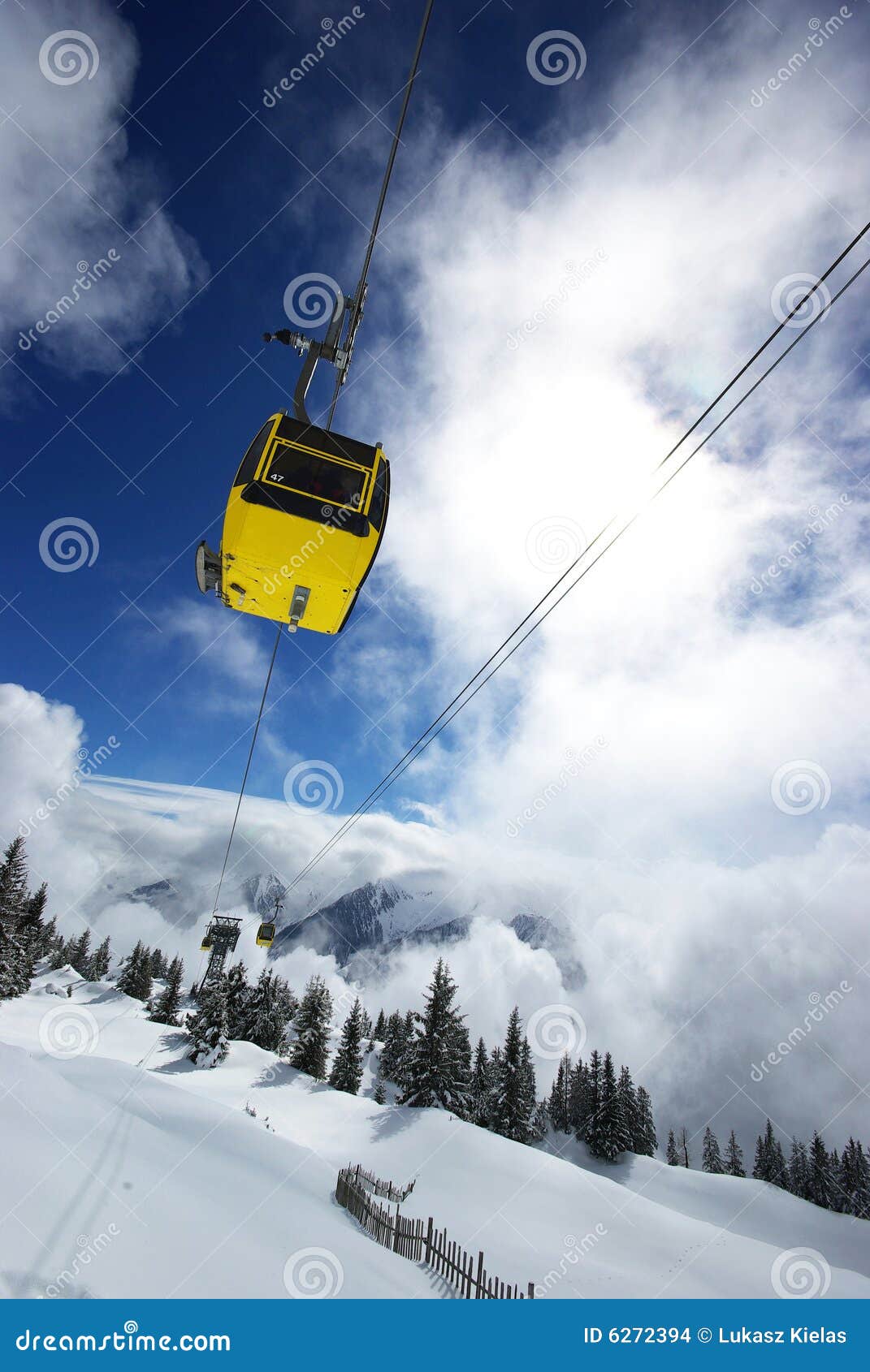 Yellow ski lift in Alps stock photo. Image of season, skies - 6272394