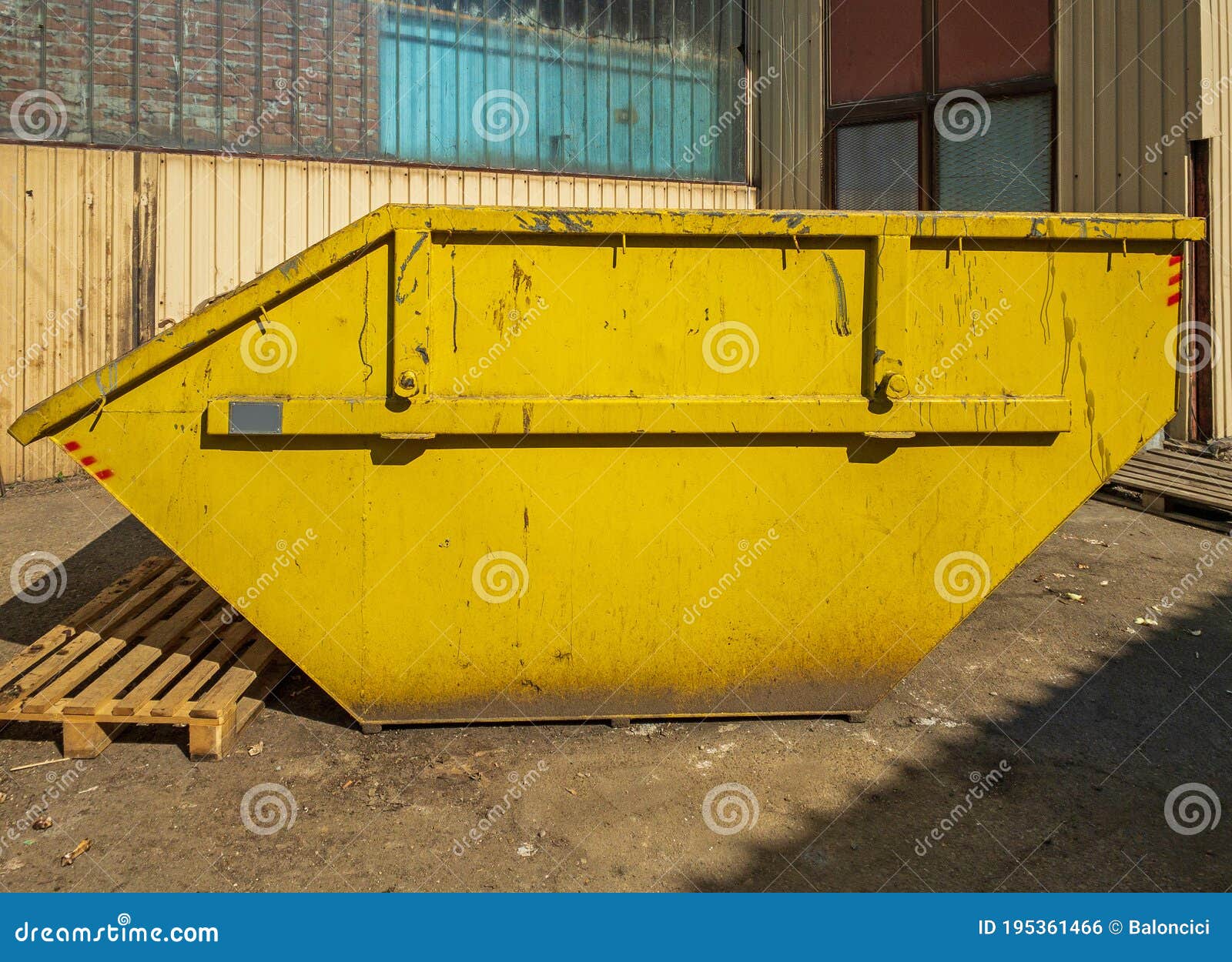 Yellow Skip stock photo. Image of construction, industrial - 195361466