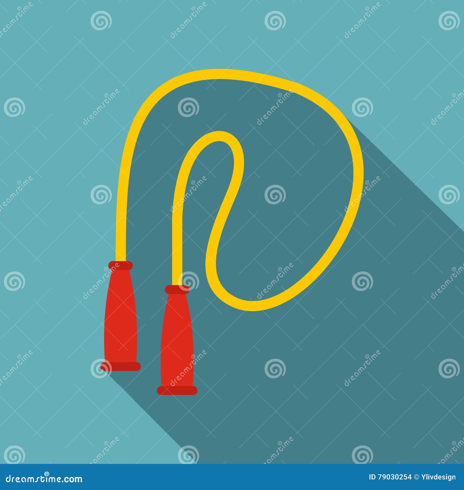 Yellow Skipping Rope Icon, Flat Style Stock Vector - Illustration of ...