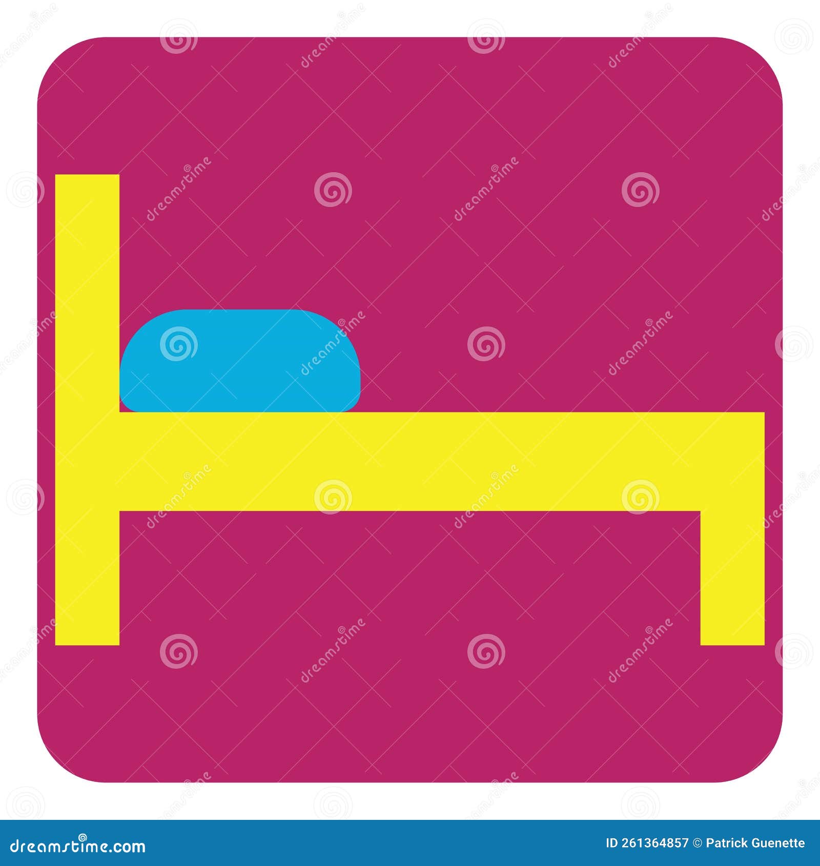 Yellow sleeping bed, icon stock vector. Illustration of pillow - 261364857