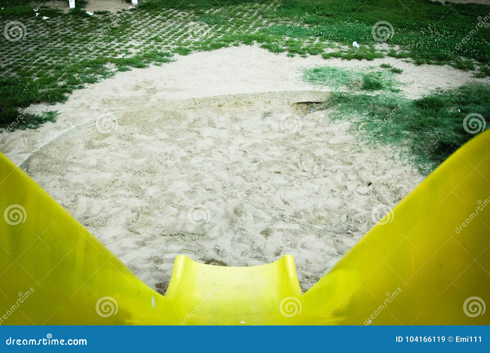 Yellow slide top view stock image. Image of childhood - 104166119