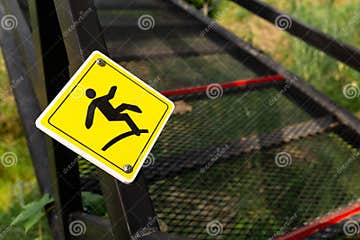 Yellow Slippery Warning Sign Stock Photo - Image of bridge, beware ...