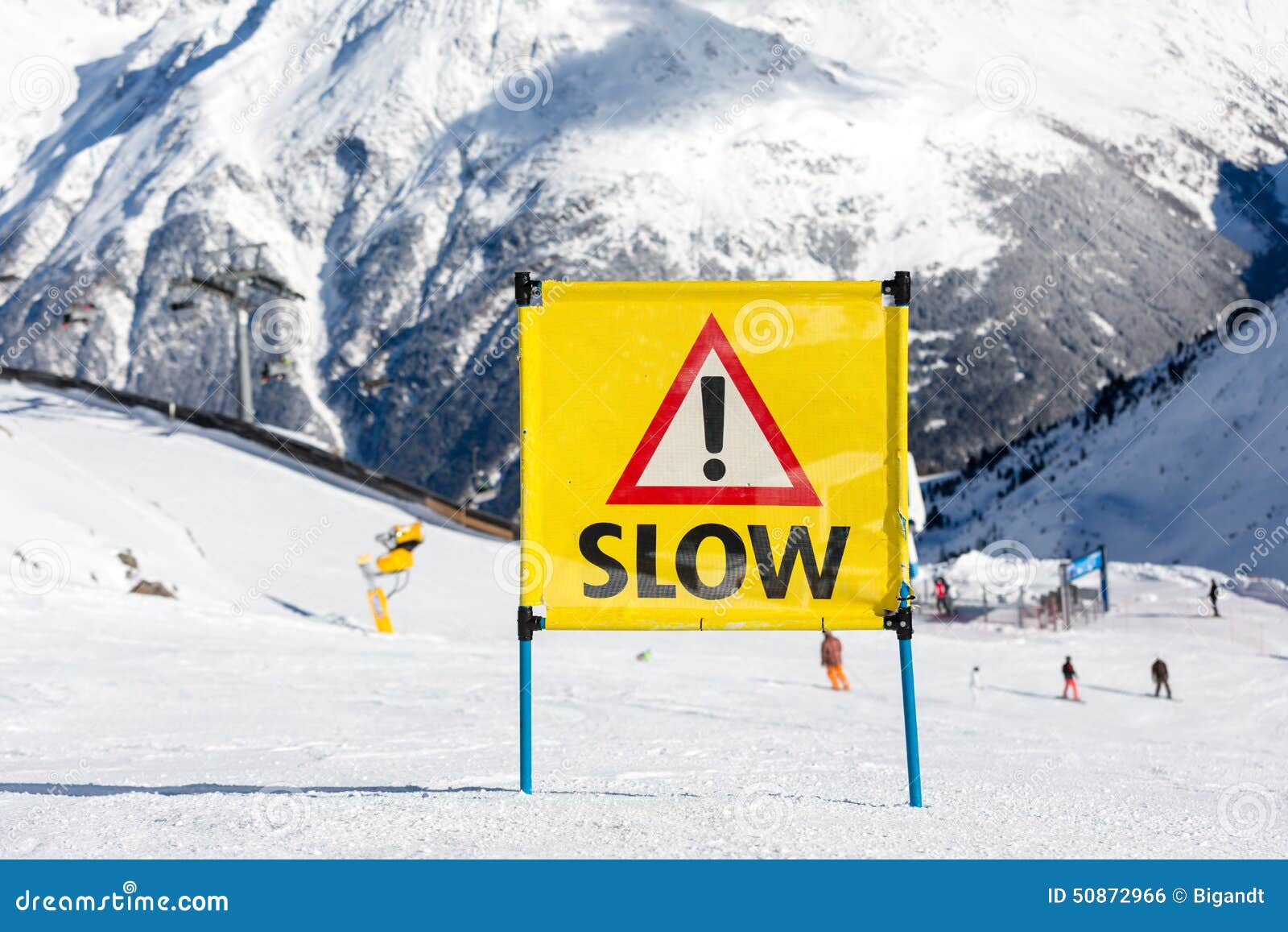 Yellow slow sign stock photo. Image of yellow, warning - 50872966